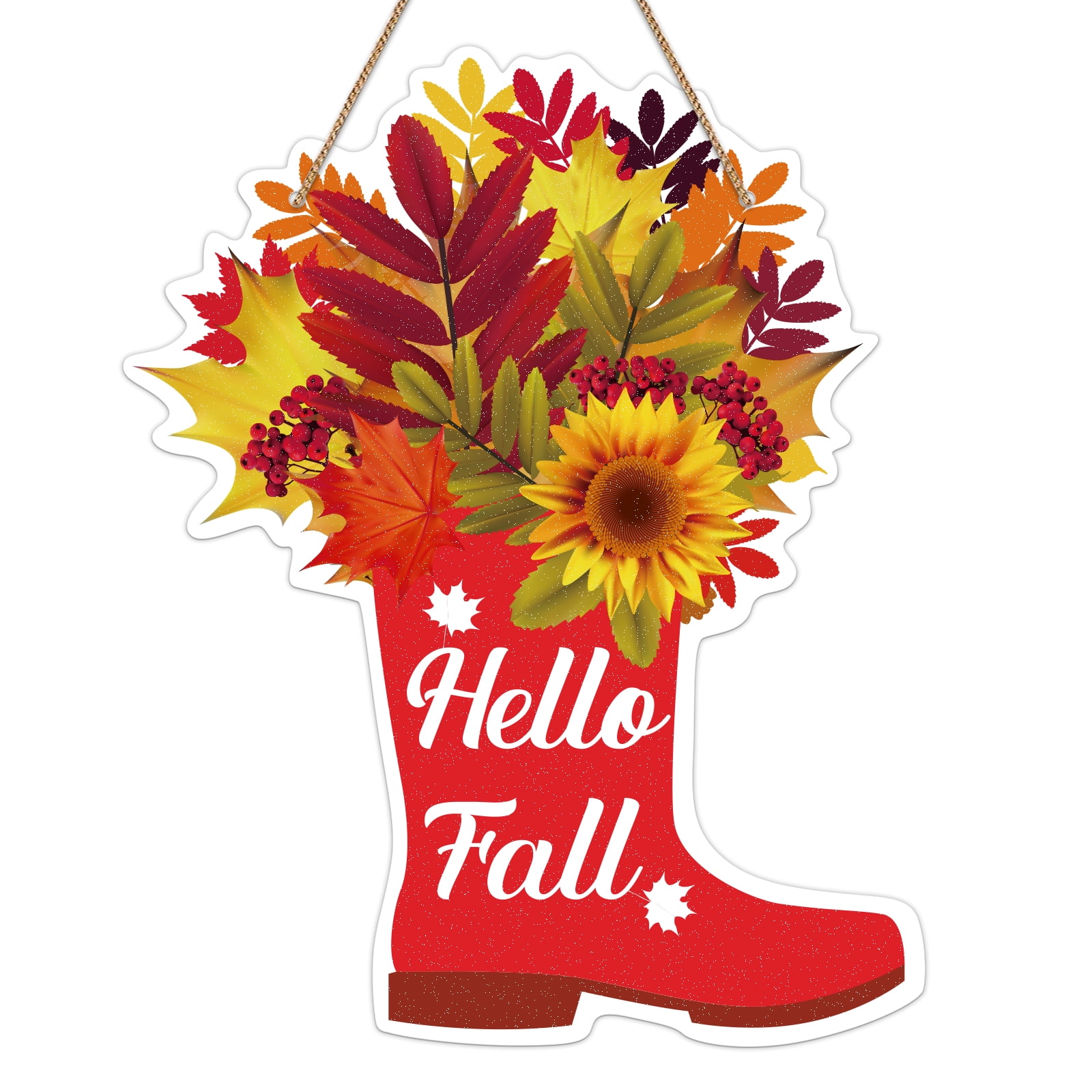 WaaHome Hello Fall Door Sign Fall Decorations for Home Farmhouse Fall ...