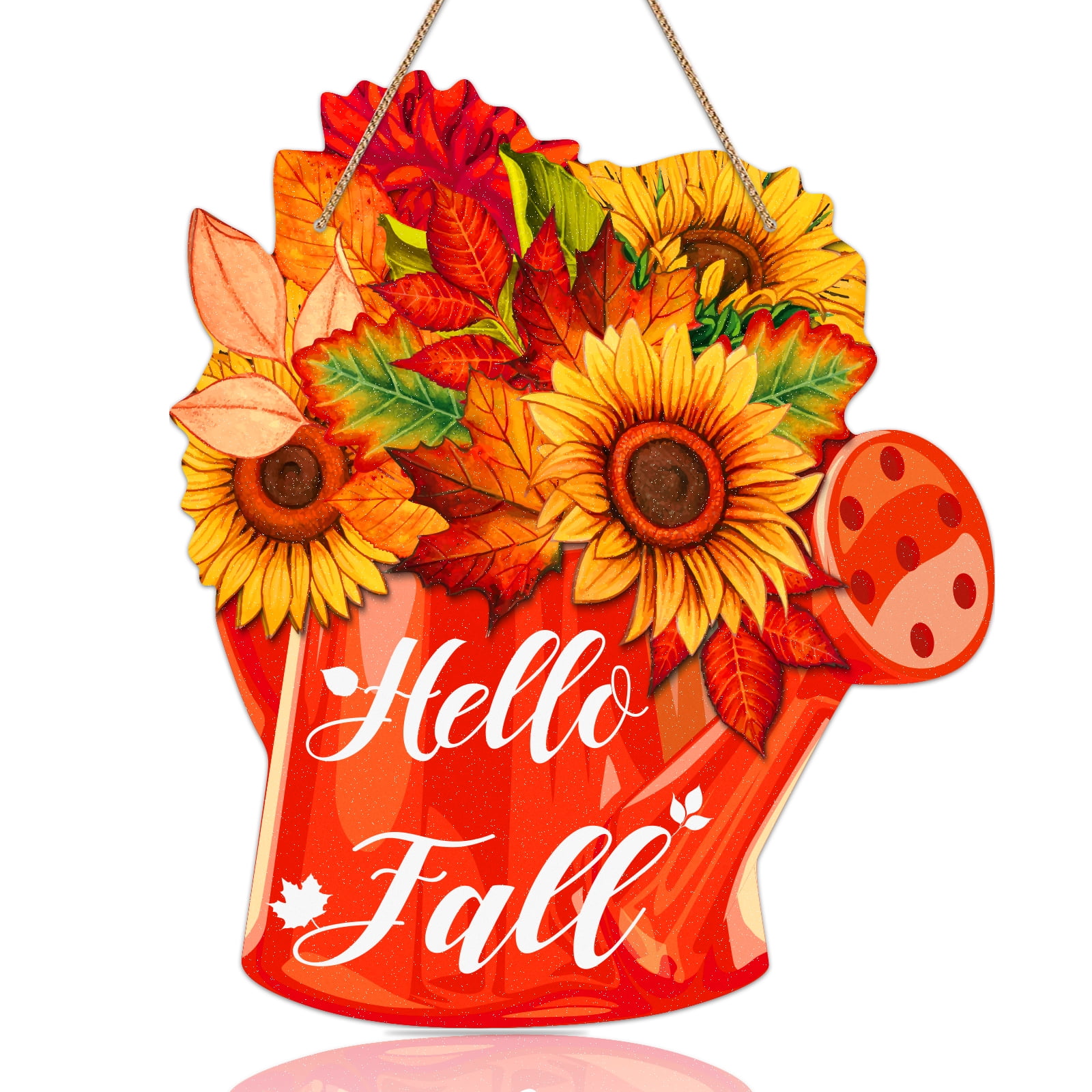 WaaHome Autumn Decorative Hello Fall Sign, Door Decor, Farmhouse Wall ...