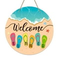 WaaHome Hello Summer Door Signs 11.3" Summer Slippers Hanging Sign ...
