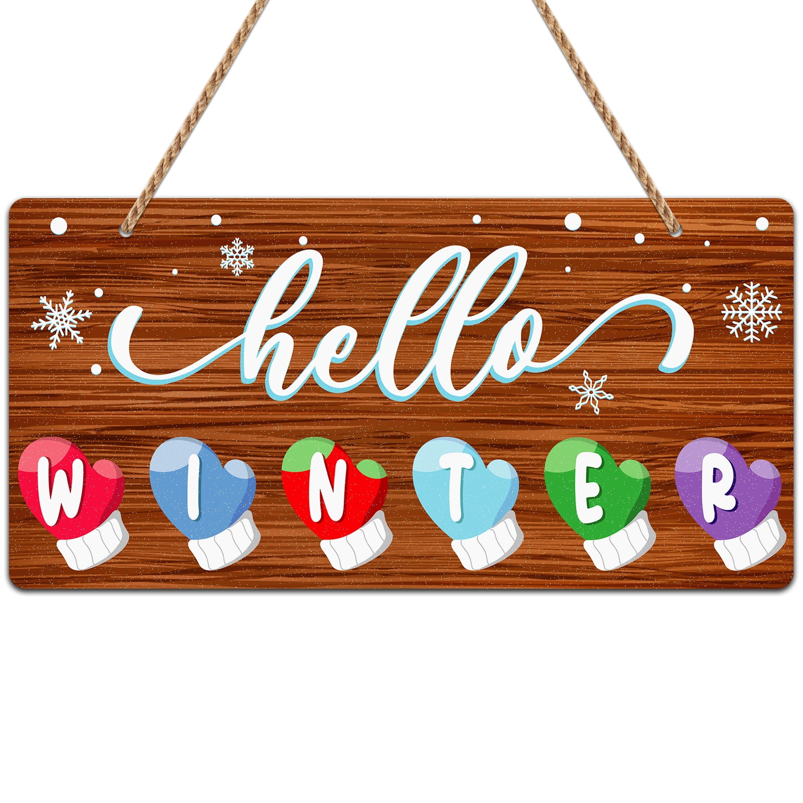 WaaHome Hello Winter Door Sign 6 x12 Farmhouse Snowflake Welcome waahome-hello-winter-door-sign-6-x12-farmhouse-snowflake-welcome