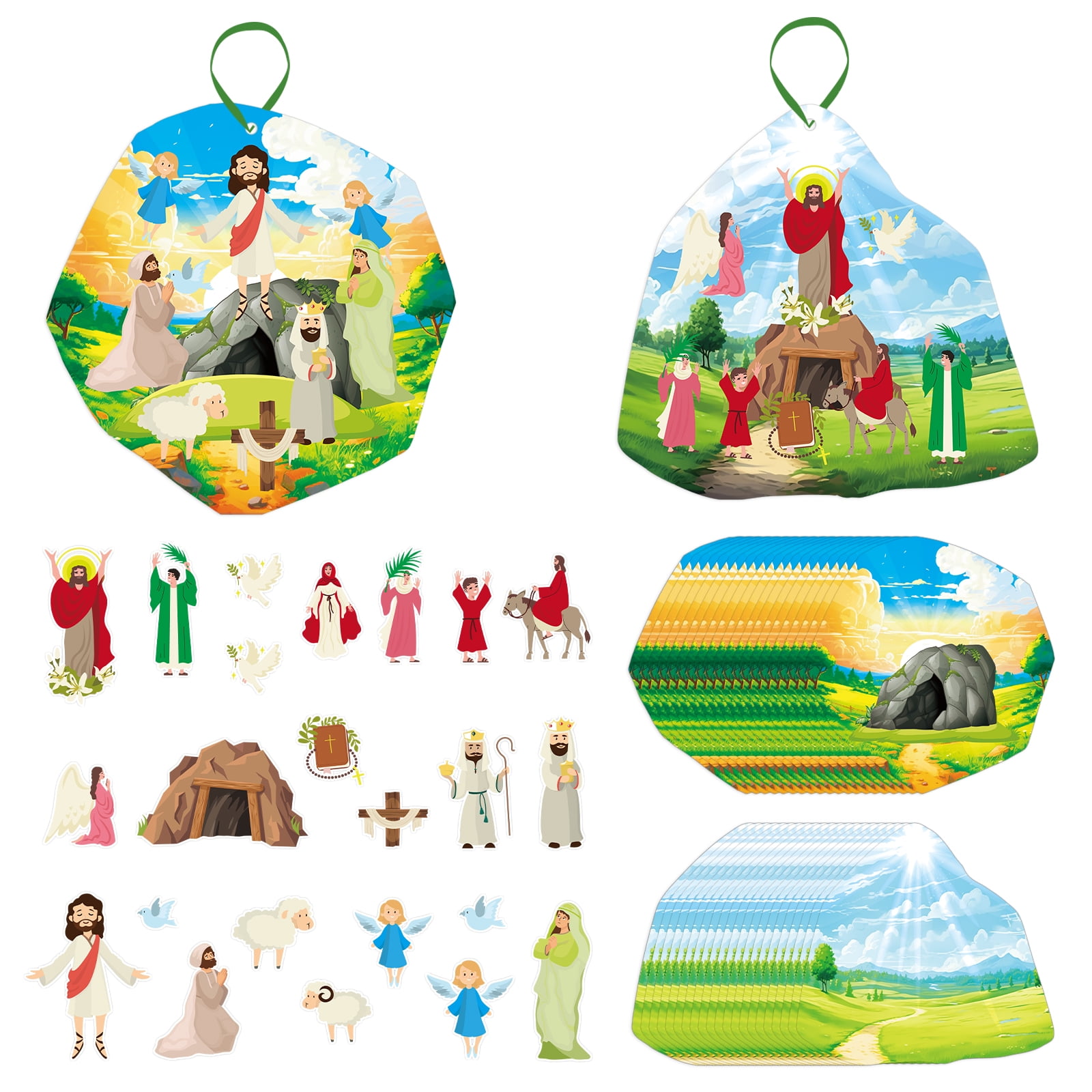 WaaHome Make an Easter He Lives Sticker Scenes Ornaments 24pcs He is ...