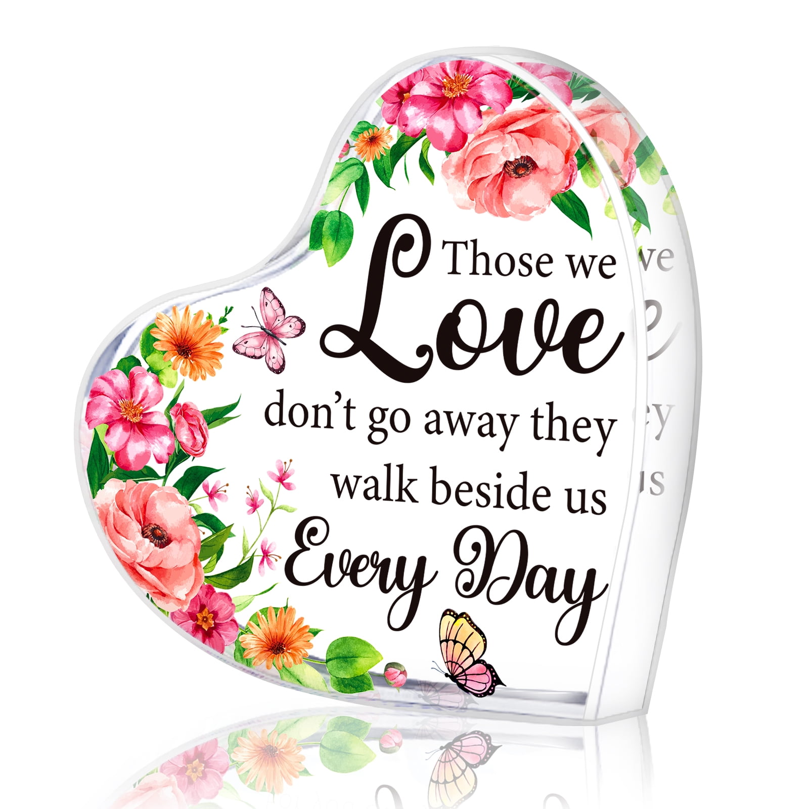 WaaHome Memorial Sympathy Gift for Loss of Loved Ones, Acrylic Heart ...