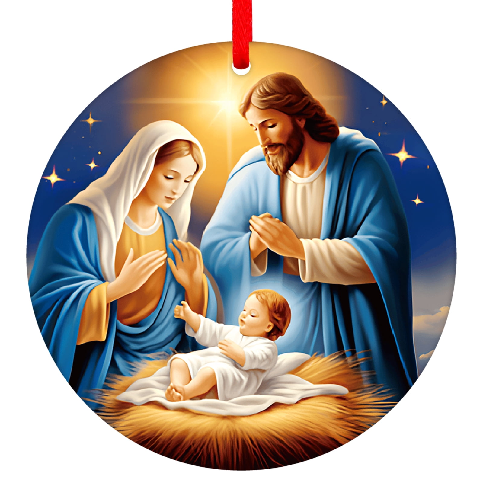 WaaHome Nativity Scene Christmas Ornaments Nativity Ornaments for ...
