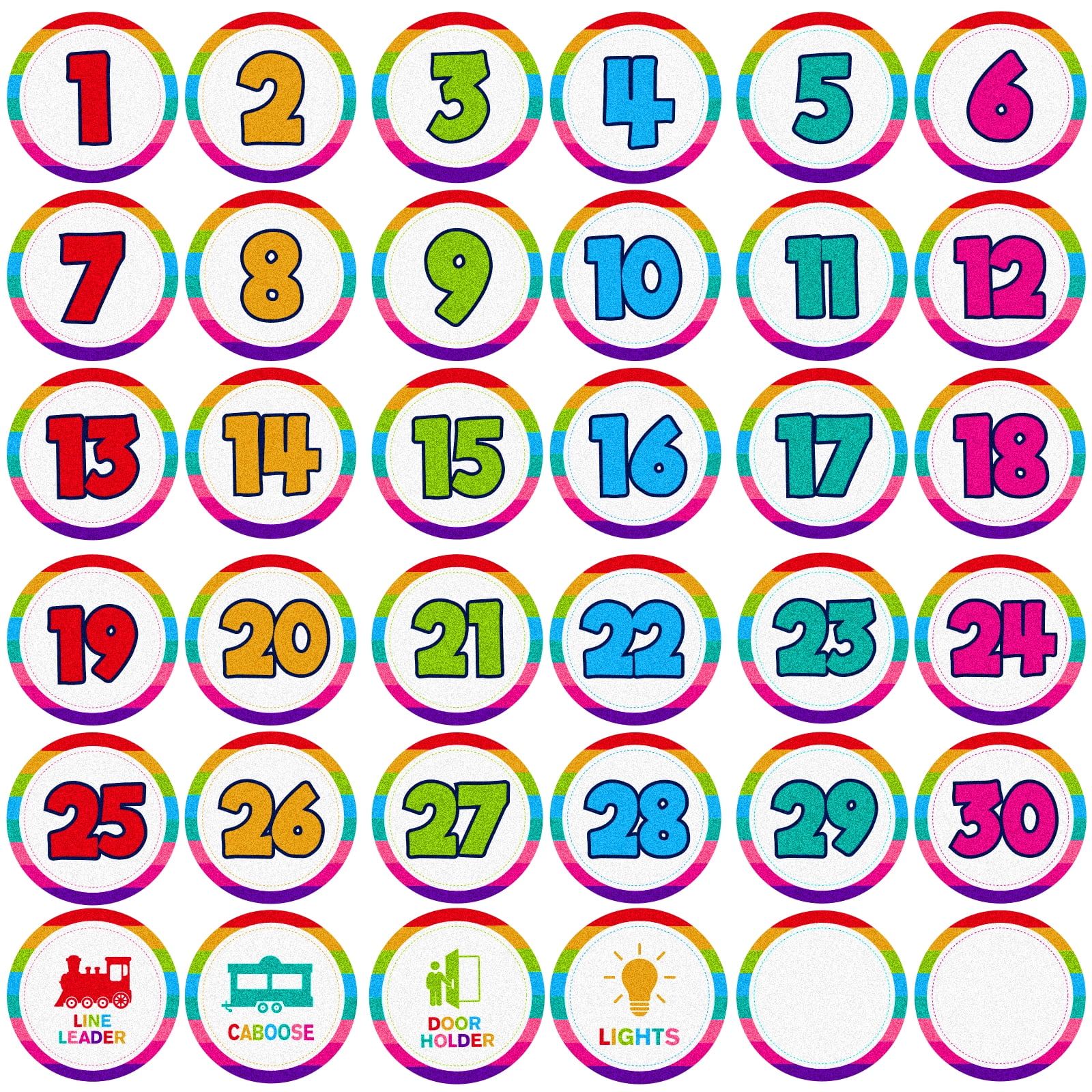 WaaHome Number Spot Markers Stickers 36Pcs Line Up Spots for Classroom ...