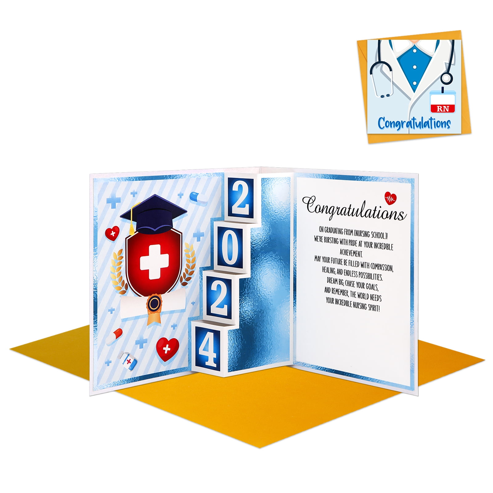 WaaHome Nurse Graduation Card 2024 RN Graduation Gifts Pop Up Greeting ...
