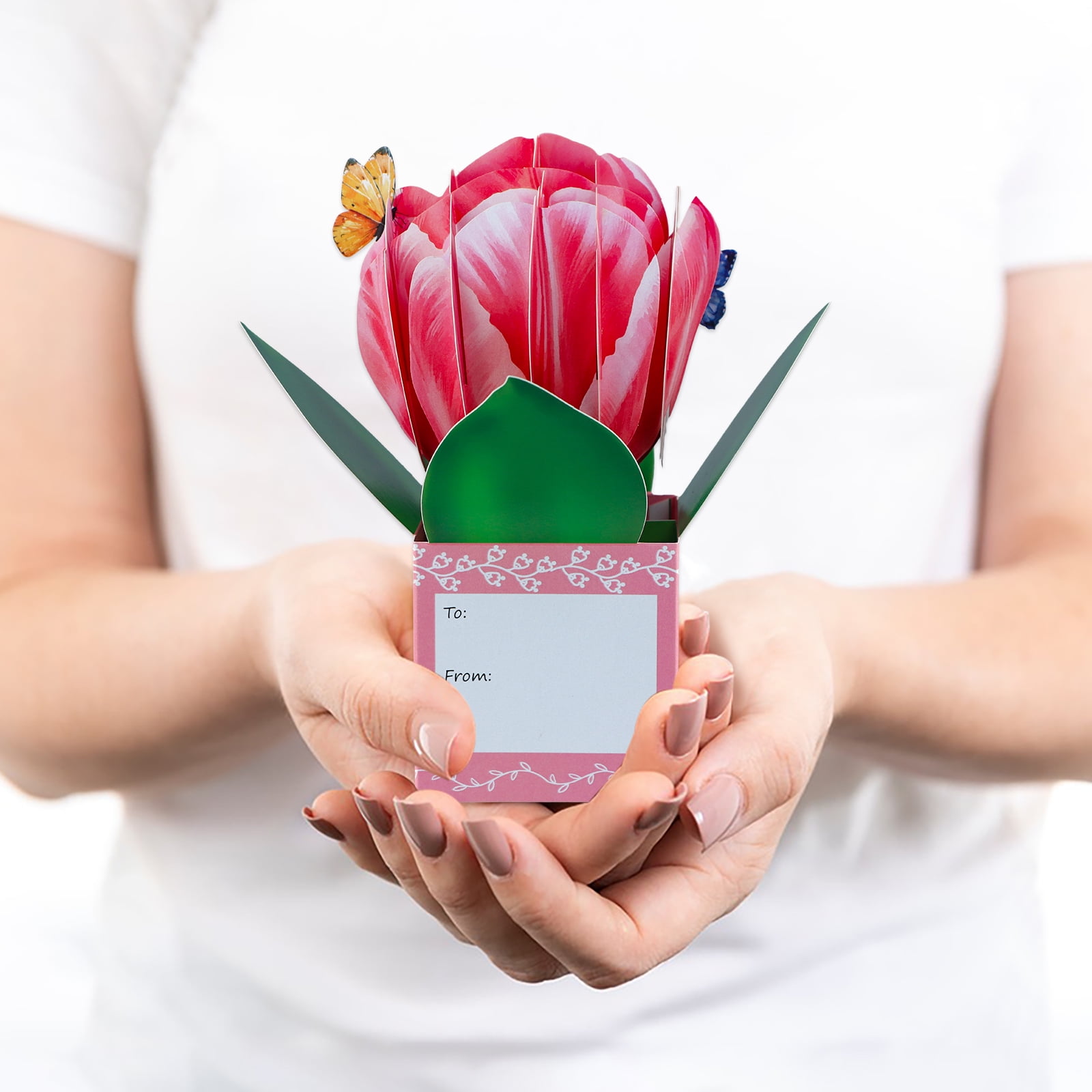 WaaHome Pop up Flower Card - 7''x8'' 3D Paper Flower Bouquet Cards with ...