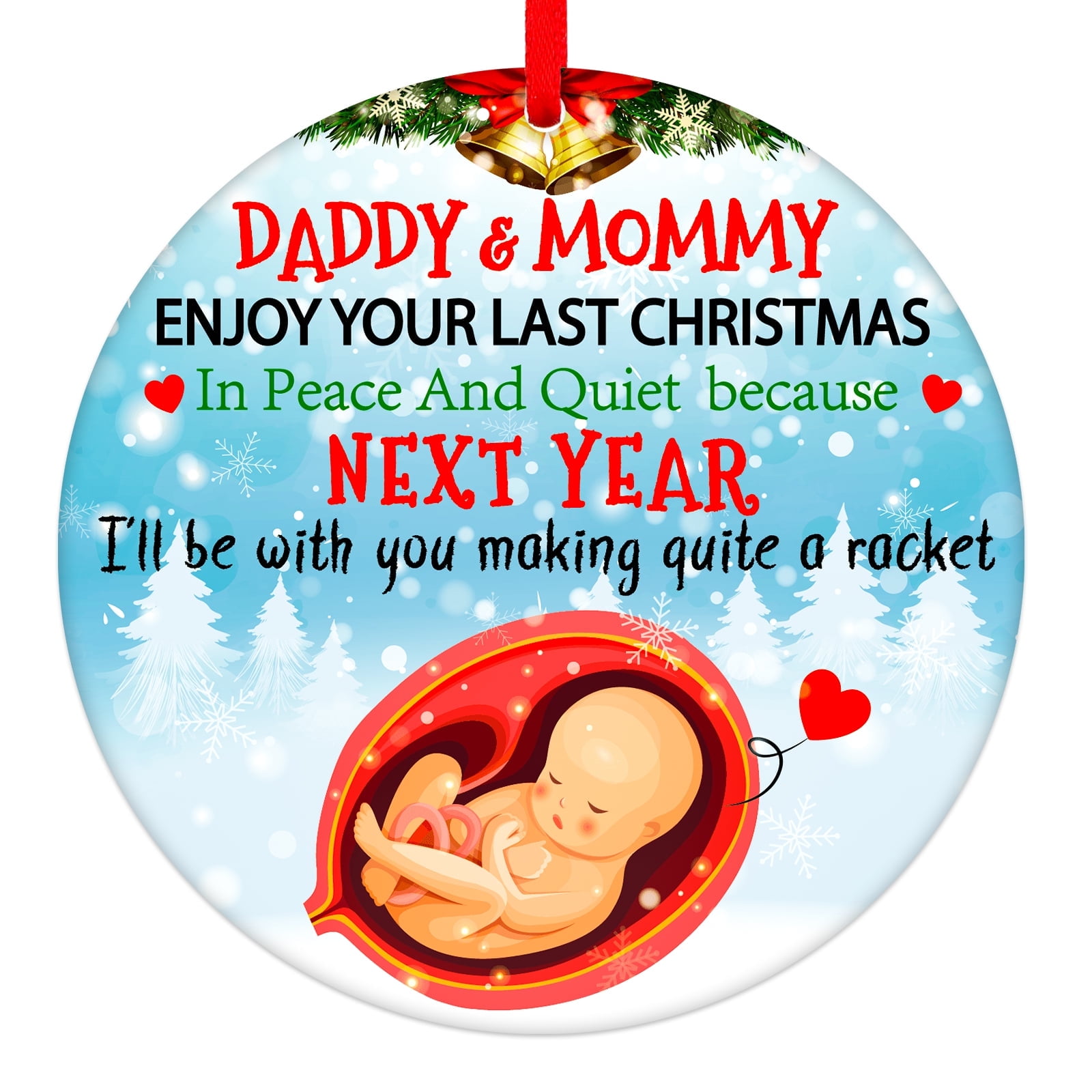 WaaHome Pregnant Christmas Ornaments Expecting Mom Dad Christmas ...