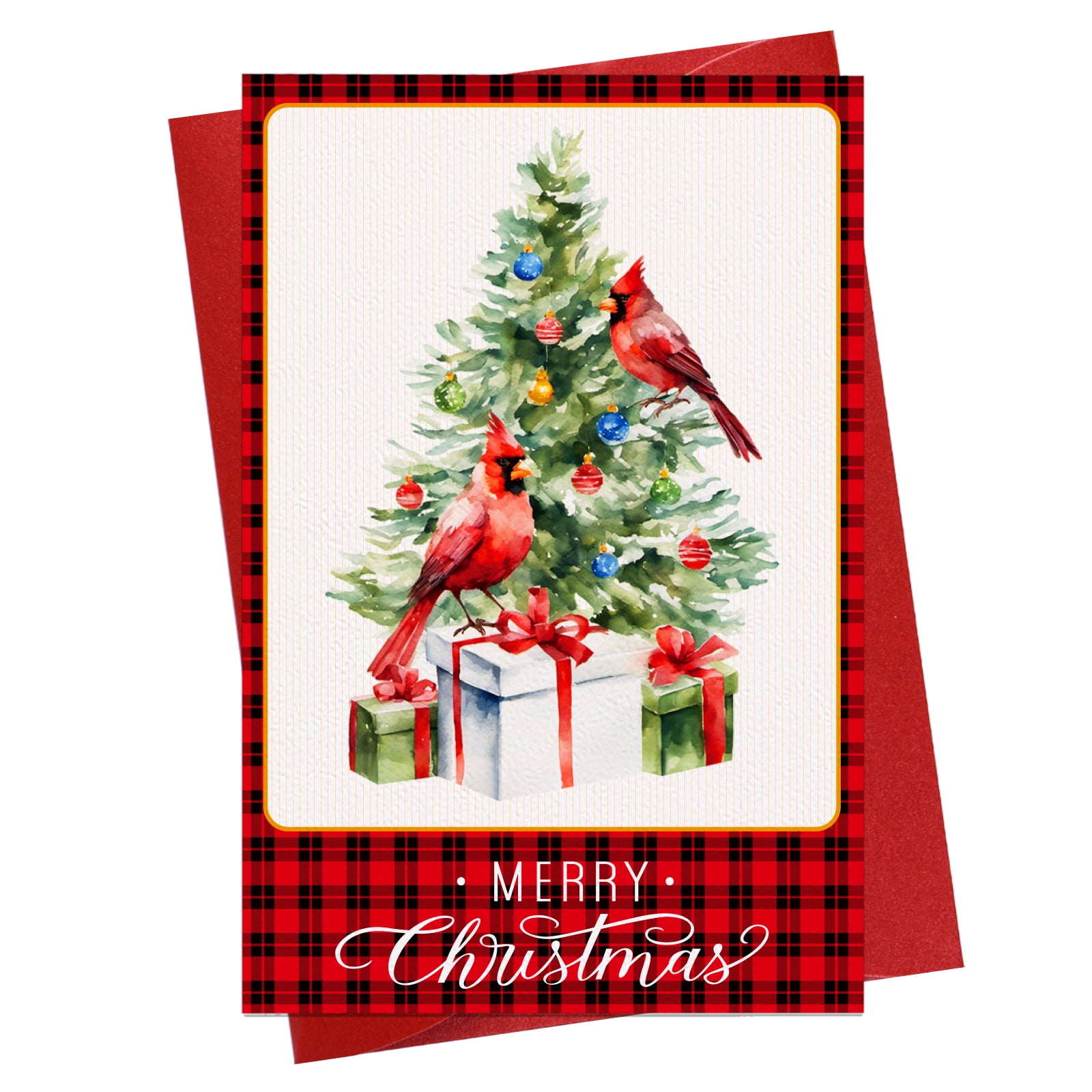 WaaHome Red Cardinal Christmas Card with Envelop 4" x 6" Religious ...
