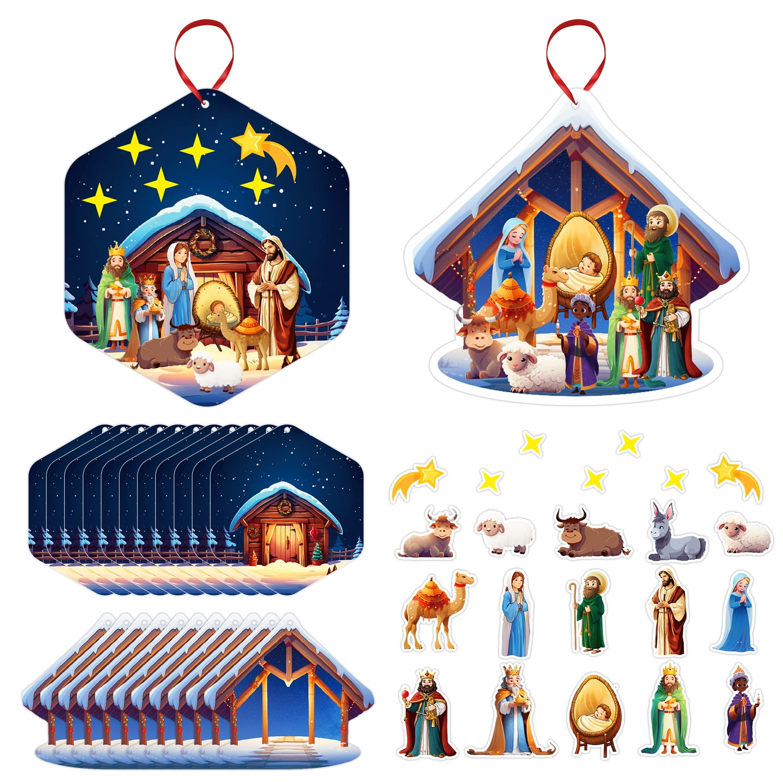 WaaHome Religious Nativity Crafts for Kids 24 PCS Make a Nativity Scene ...