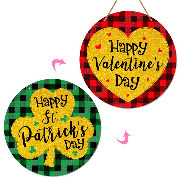 WaaHome Reversible Valentine's Day St. Patrick’s Day Door Decorations ...