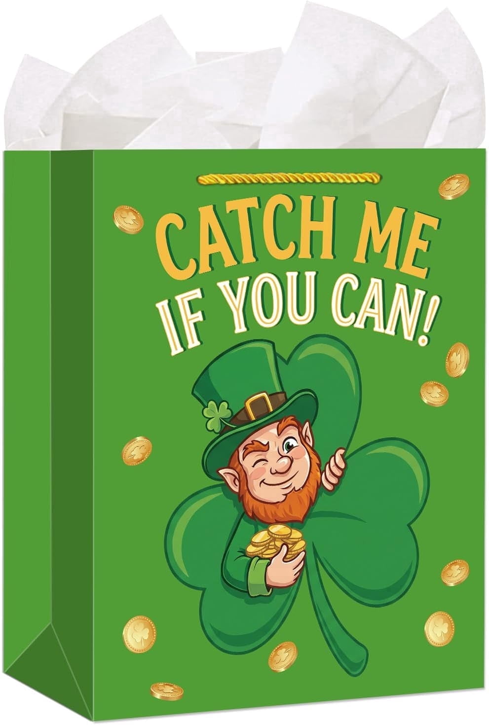 WaaHome St.Patrick's Day Gift Bag - Large Green Lucky Leprechaun Gift ...