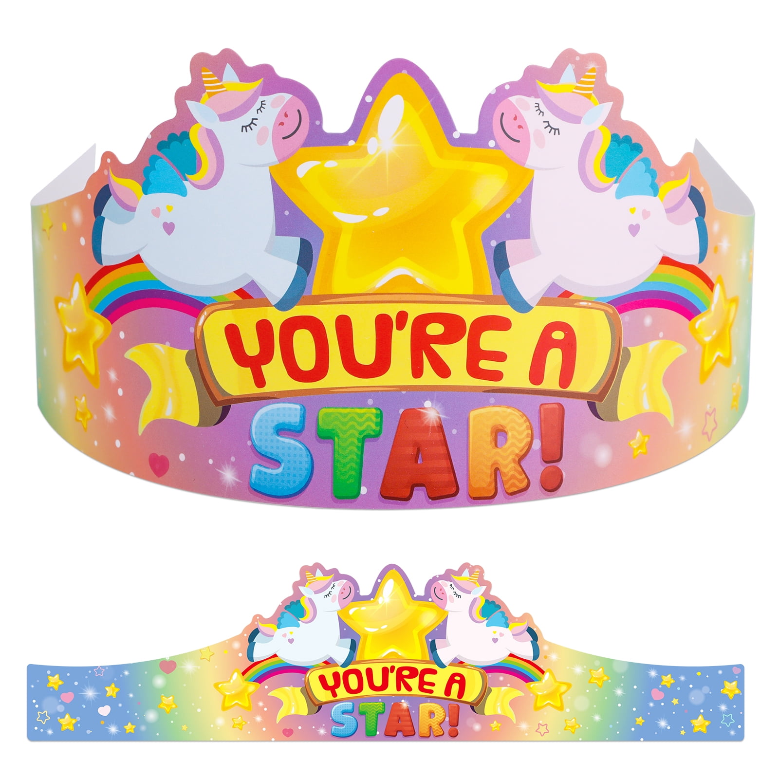 WaaHome Star Student Paper Crowns 24pcs Adjustable Paper Hats for ...