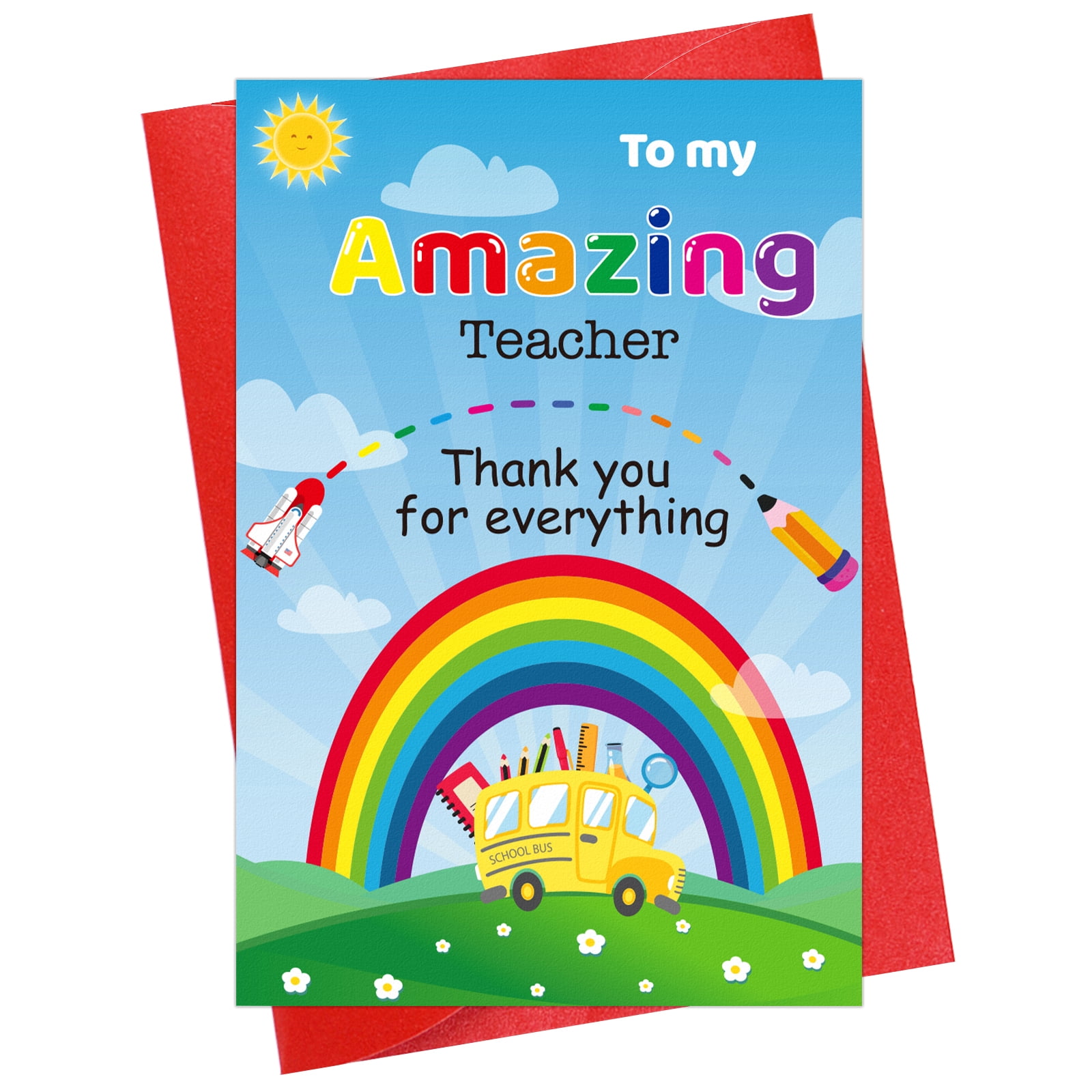 WaaHome Teacher Appreciation Card Gifts for Women Men Rainbow Thank You ...