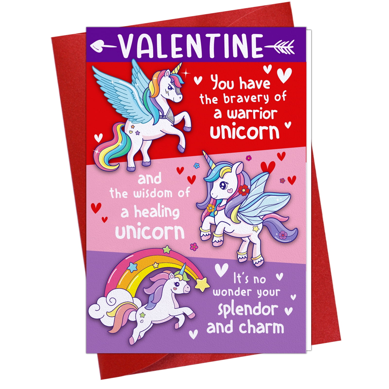 WaaHome Unicorn Valentines Day Cards for Kids Classroom Funny Valentine ...
