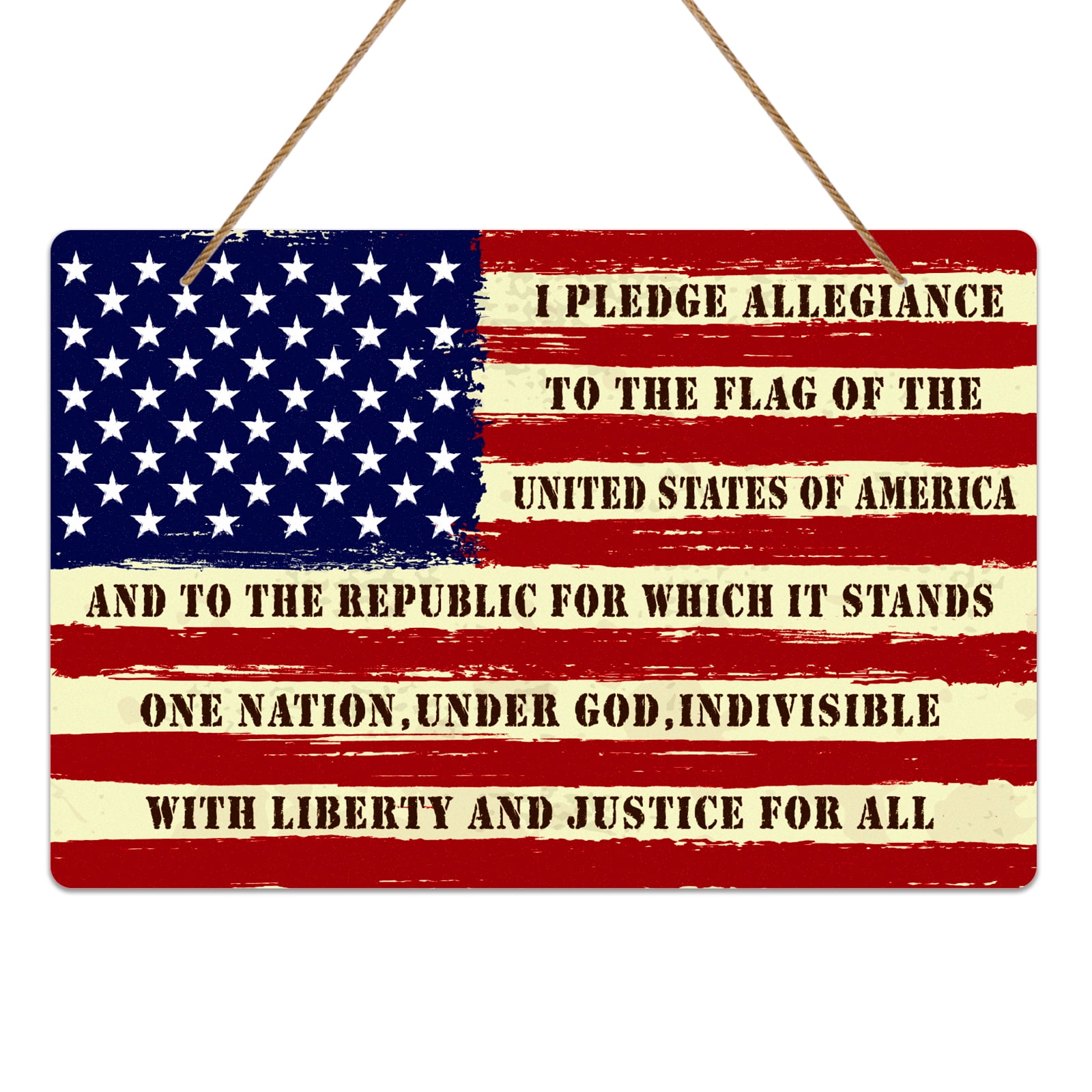WaaHome Vintage American Flag Tin Sign, Pledge of Allegiance Wall Art ...