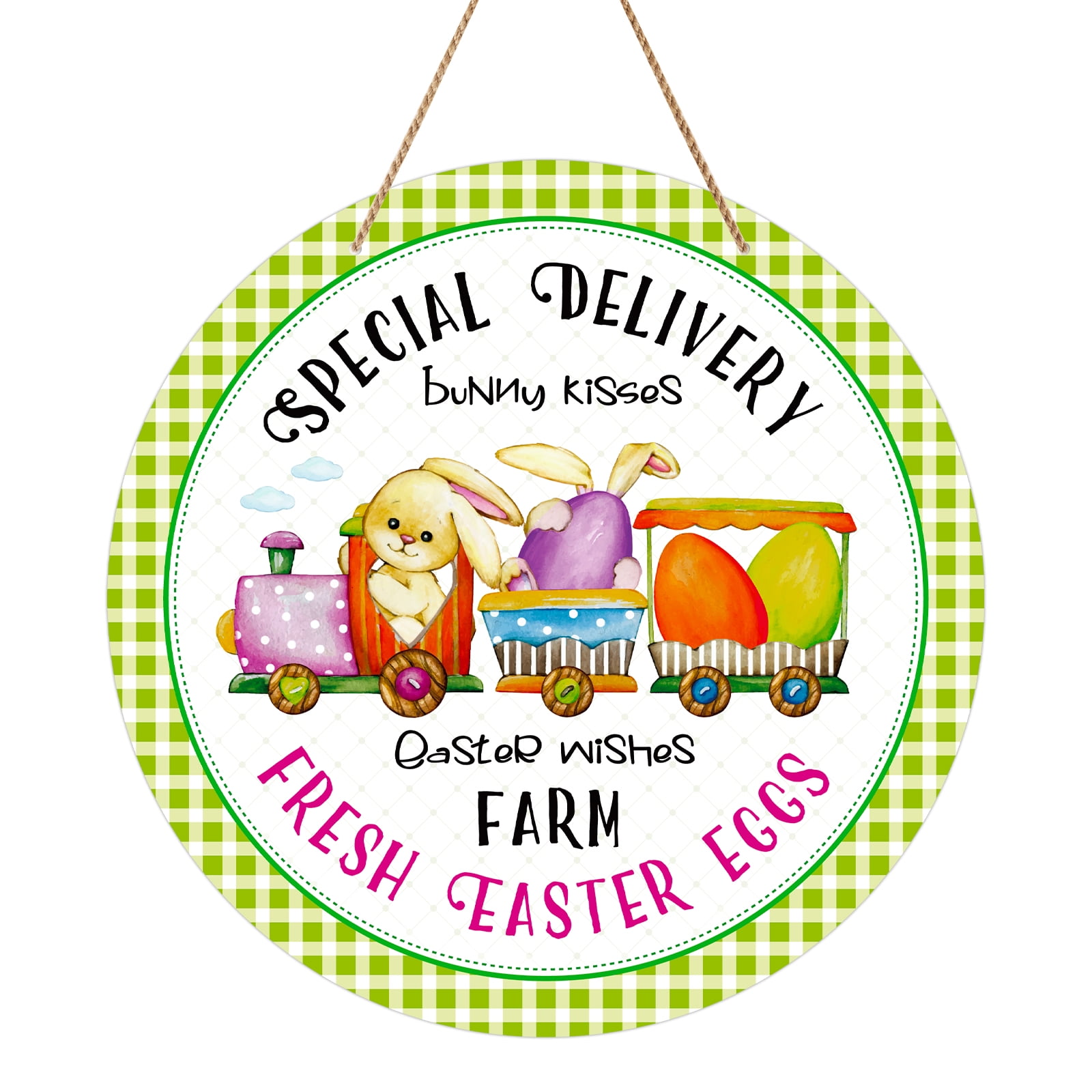 WaaHome Welcome Easter Bunny Rabbit Sign Easter Door Decorations Easter ...