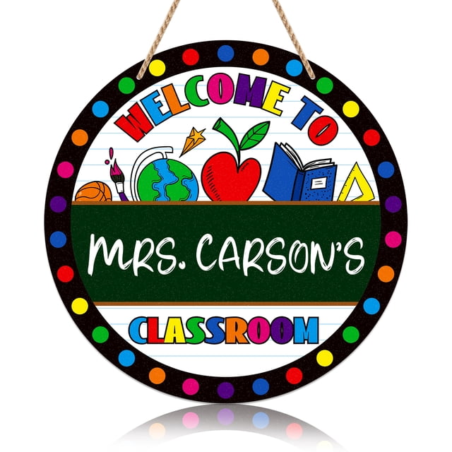 WaaHome Welcome Sign for Classroom Door Decorations 11.5" Personalized ...