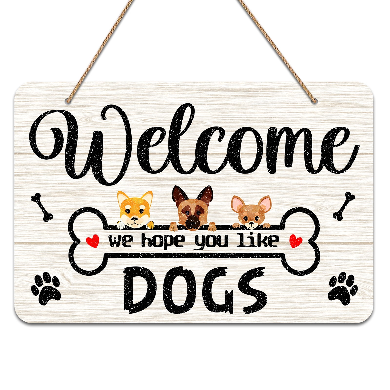 WaaHome Welcome We Hope You Like Dogs Sign 8"x12" Farmhouse Welcome ...