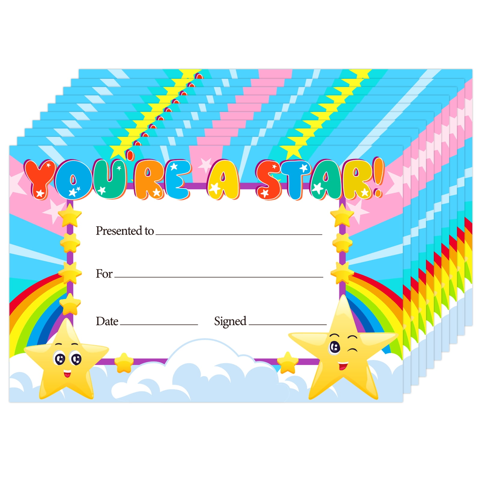 WaaHome 36pcs Super Star Student Certificates, Appreciation Print Paper ...