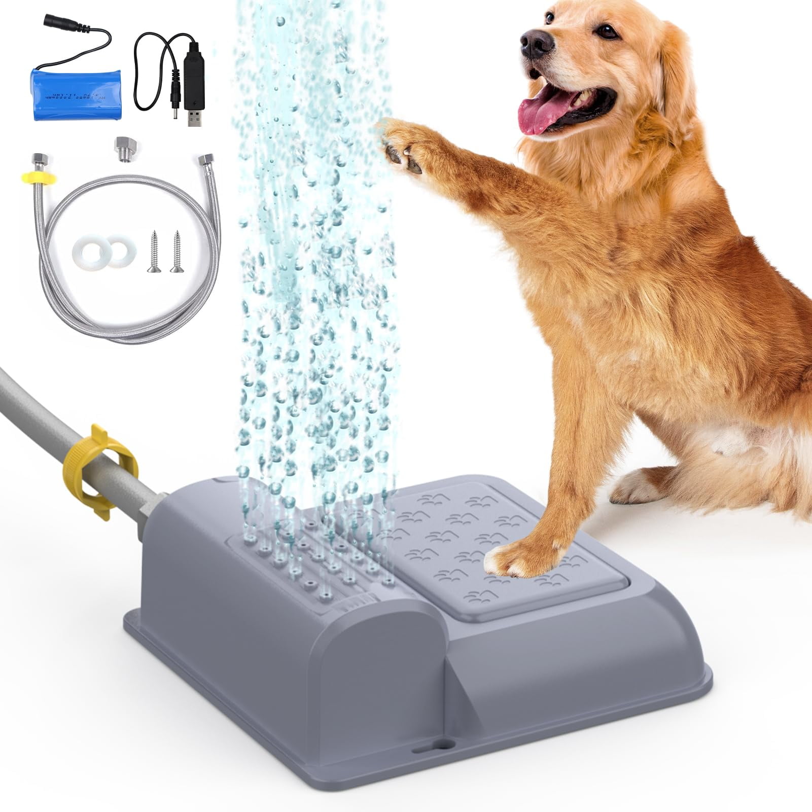 Waaiio Dog Water Fountain Outdoor Step On Dog Water Sprinkler Automatic ...
