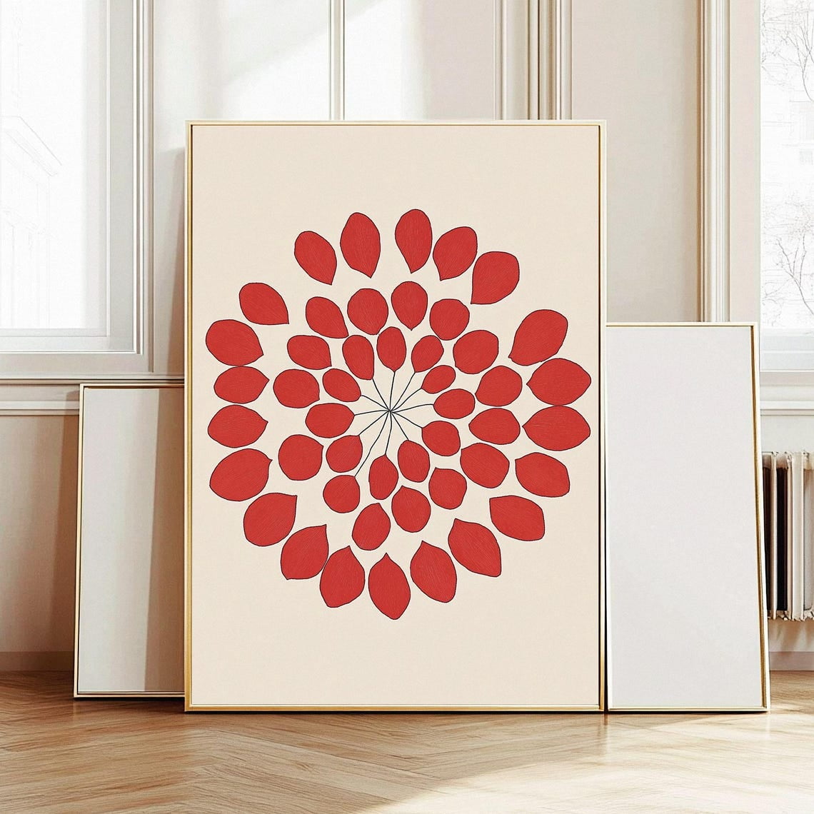 Wabi Sabi Japandi Wall Art, Poster Red Dot Artwork, Minimalistic Style ...