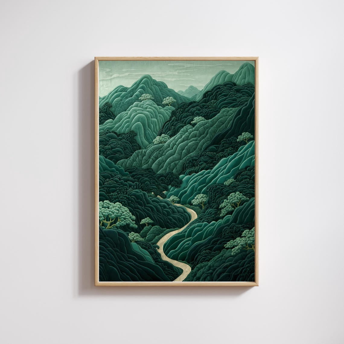 Wabi Sabi Sage Green Forest Japandi Mountain Landscape Japanese ...