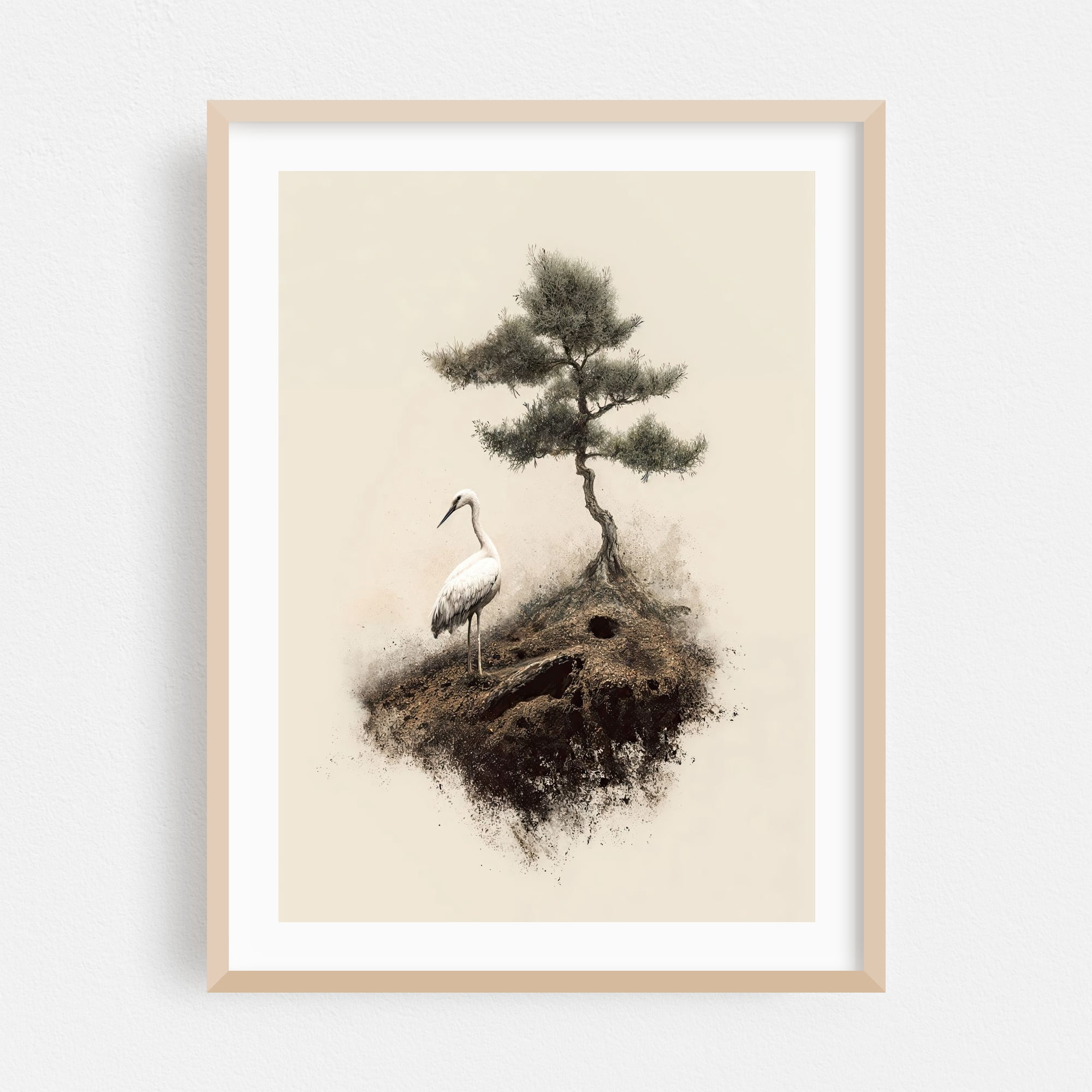 Wabi Sabi Wall Art Bird Painting Japanese Wall Art Minimalist Wall Art ...