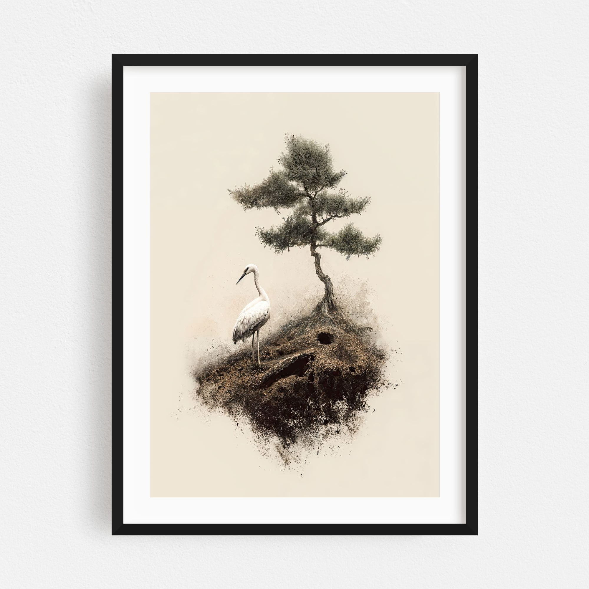 Wabi Sabi Wall Art Bird Painting Japanese Wall Art Minimalist Wall Art ...