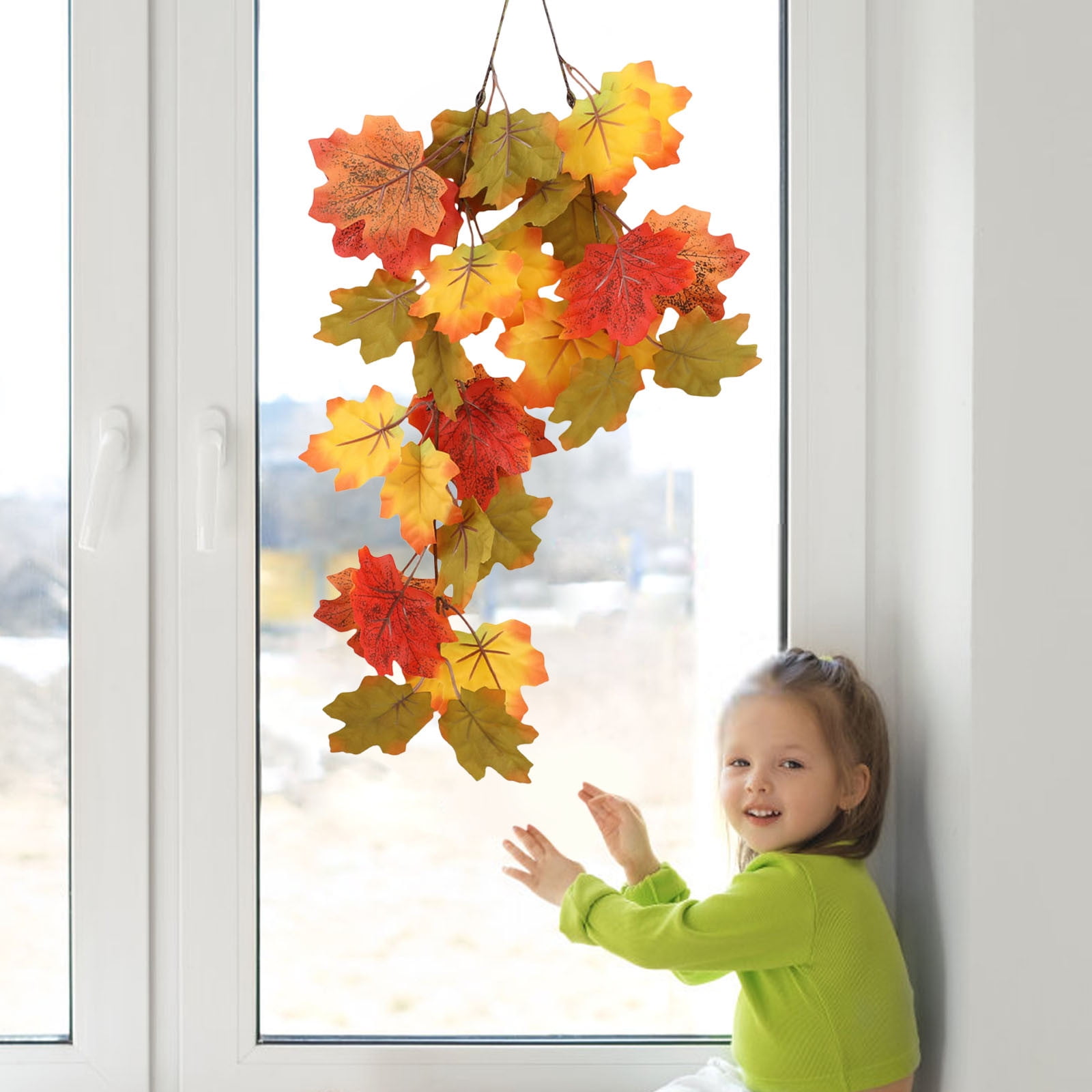 WabiNook Maple Leaves Hanging Fall Leaf Vines ， Mix Colors Simulation ...