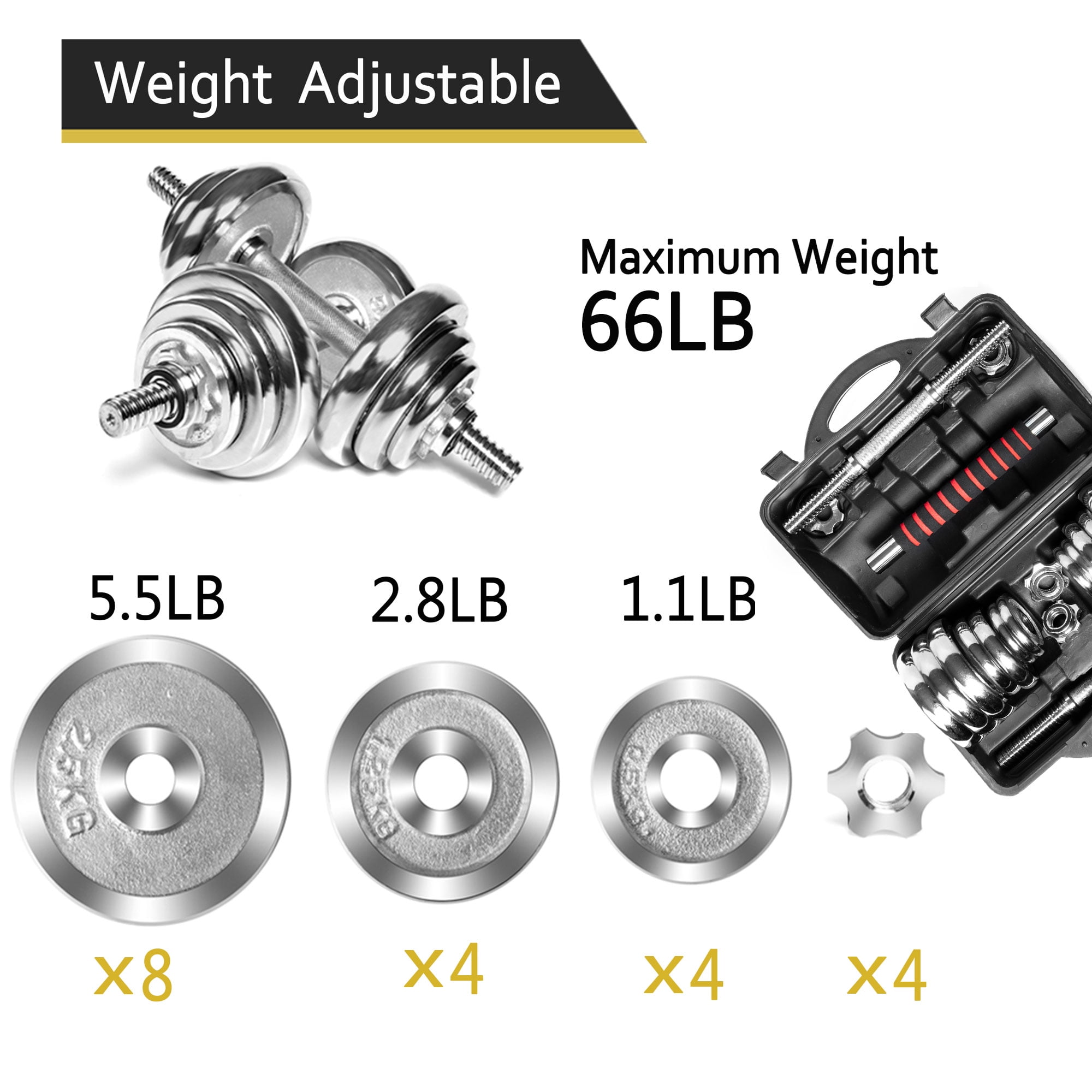 Wacanda 30KG Dumbbell Bar Set For Biceps Triceps And Chest Weight ...