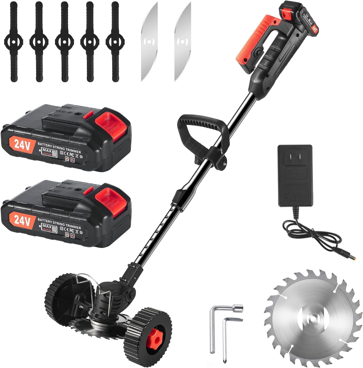 Wacker Battery Powered, Eater Cordless String Trimmer Edger with Wheels ...