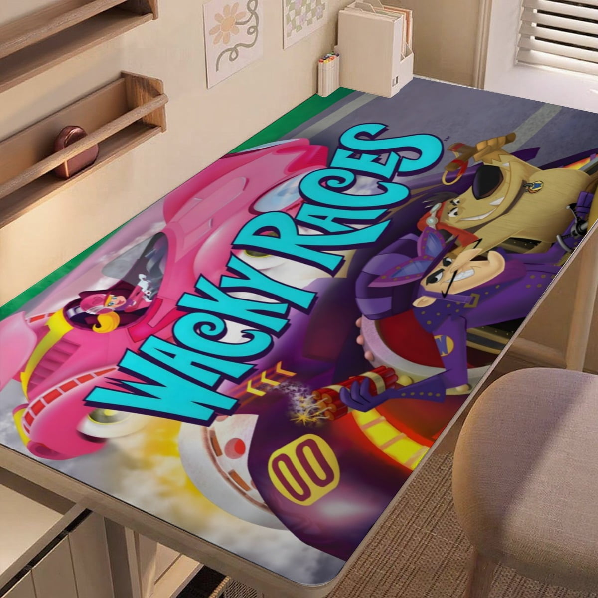 Wacky Races-themed extra-large Non-Slip Base leather Desk Table mat ...