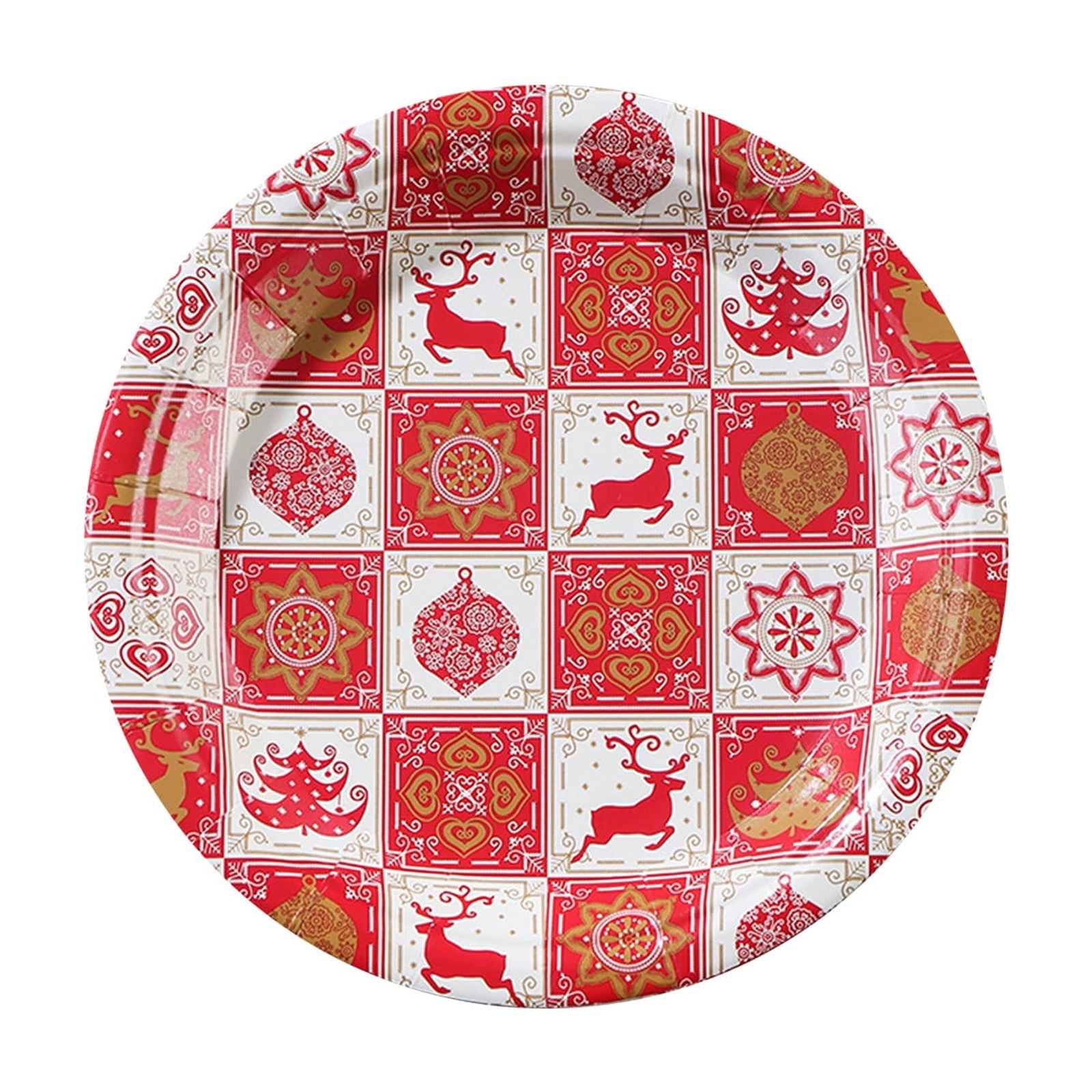 Wadada 10 Pcs 9 Inch Christmas Paper Plates Heavy Duty Disposable ...