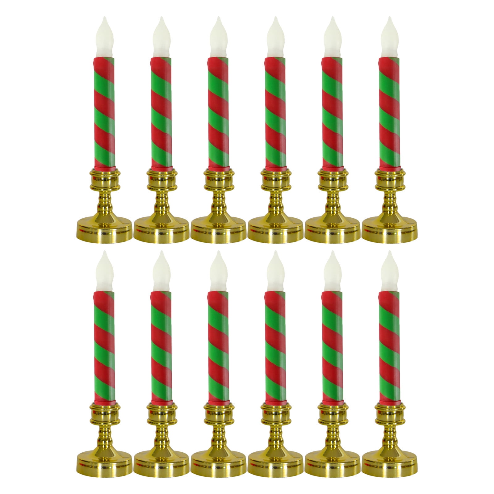 Wadada 12 Pcs Christmas Decoration Indoor Candy Cane Candles 8.6 Inch ...