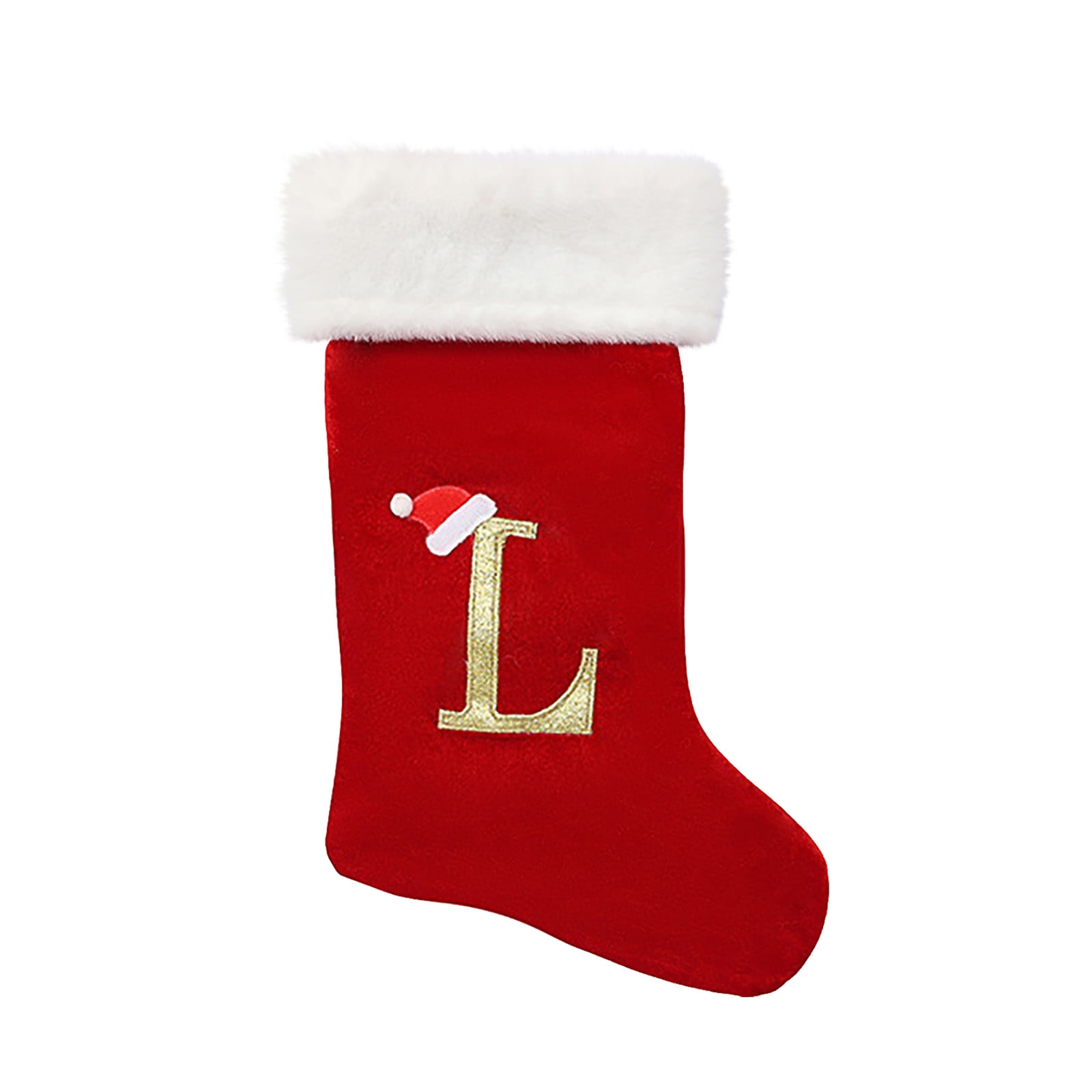 Wadada 18 Inch Large Monogram Stocking Red Christmas Initial Letter L ...