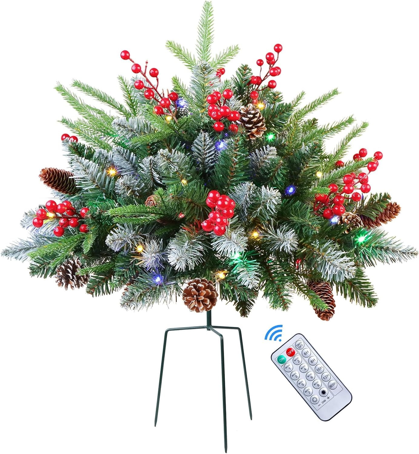 Wadada 18 Inch Lighted Outdoor Christmas Tree with Remote, Timer, Multi ...