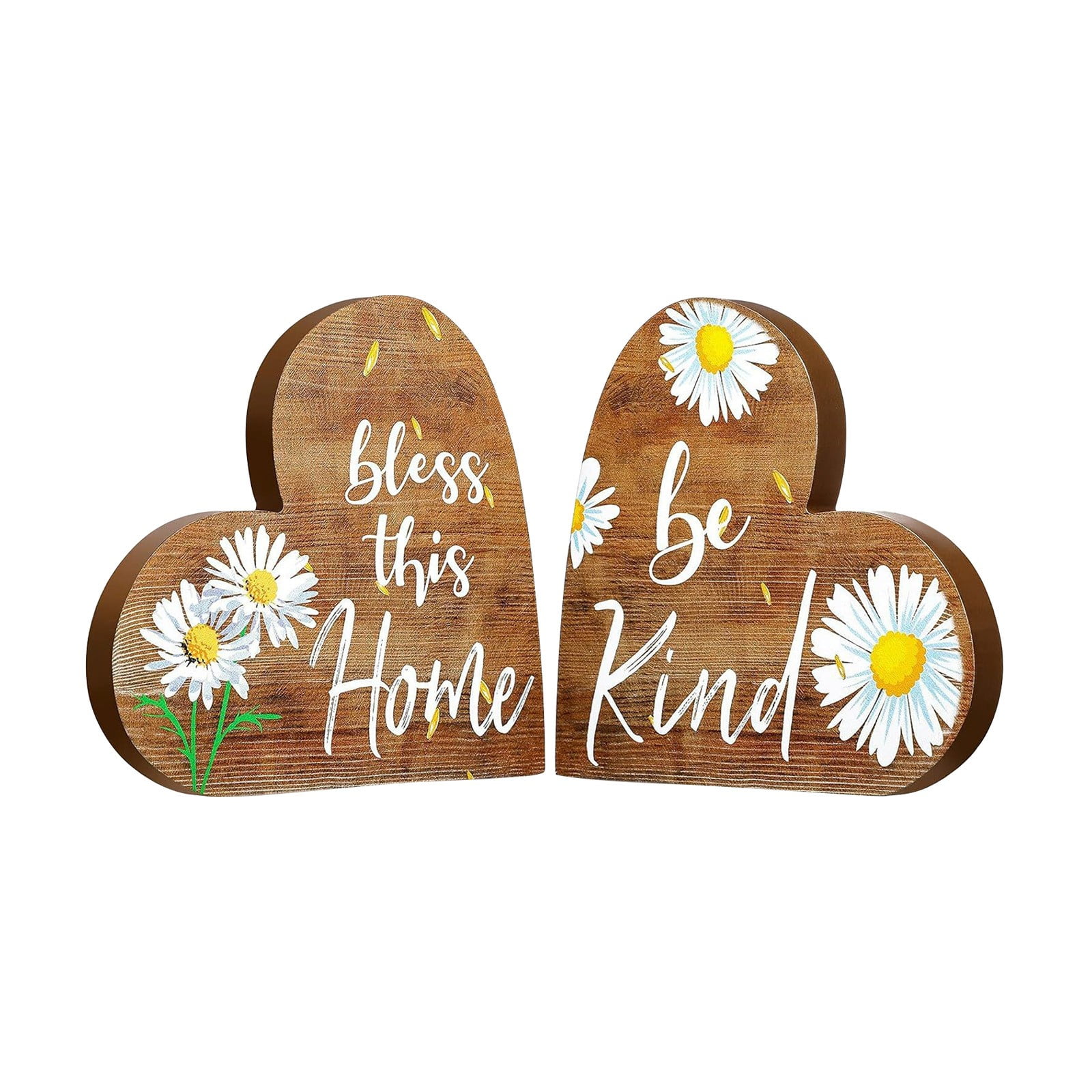 Wadada 2 Pieces Heart Shaped Wooden Decor Sign Table Love Wooden ...
