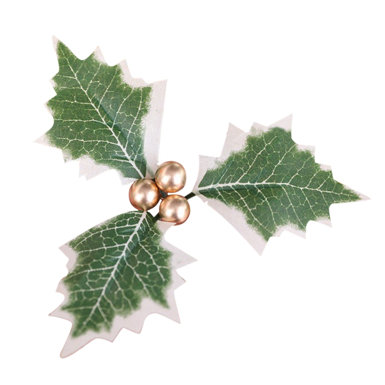 Wadada 20 Pieces Artificial Holly Berries with Green Leaves Gold Red ...