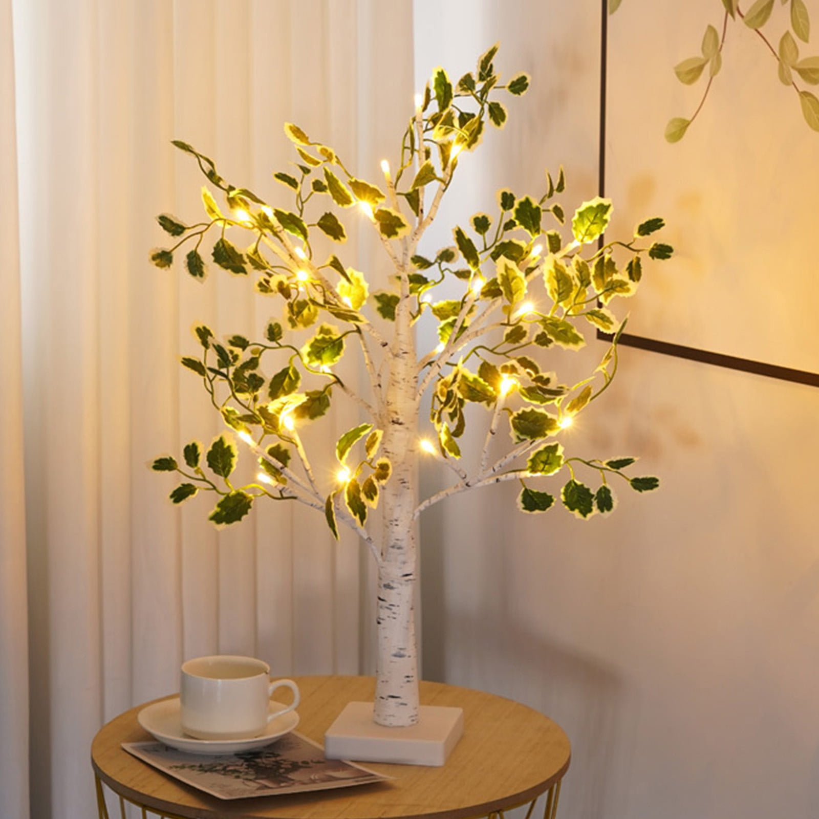 Wadada 23 Inch Lighted Birch Tree,Christmas Light up Tree with ...