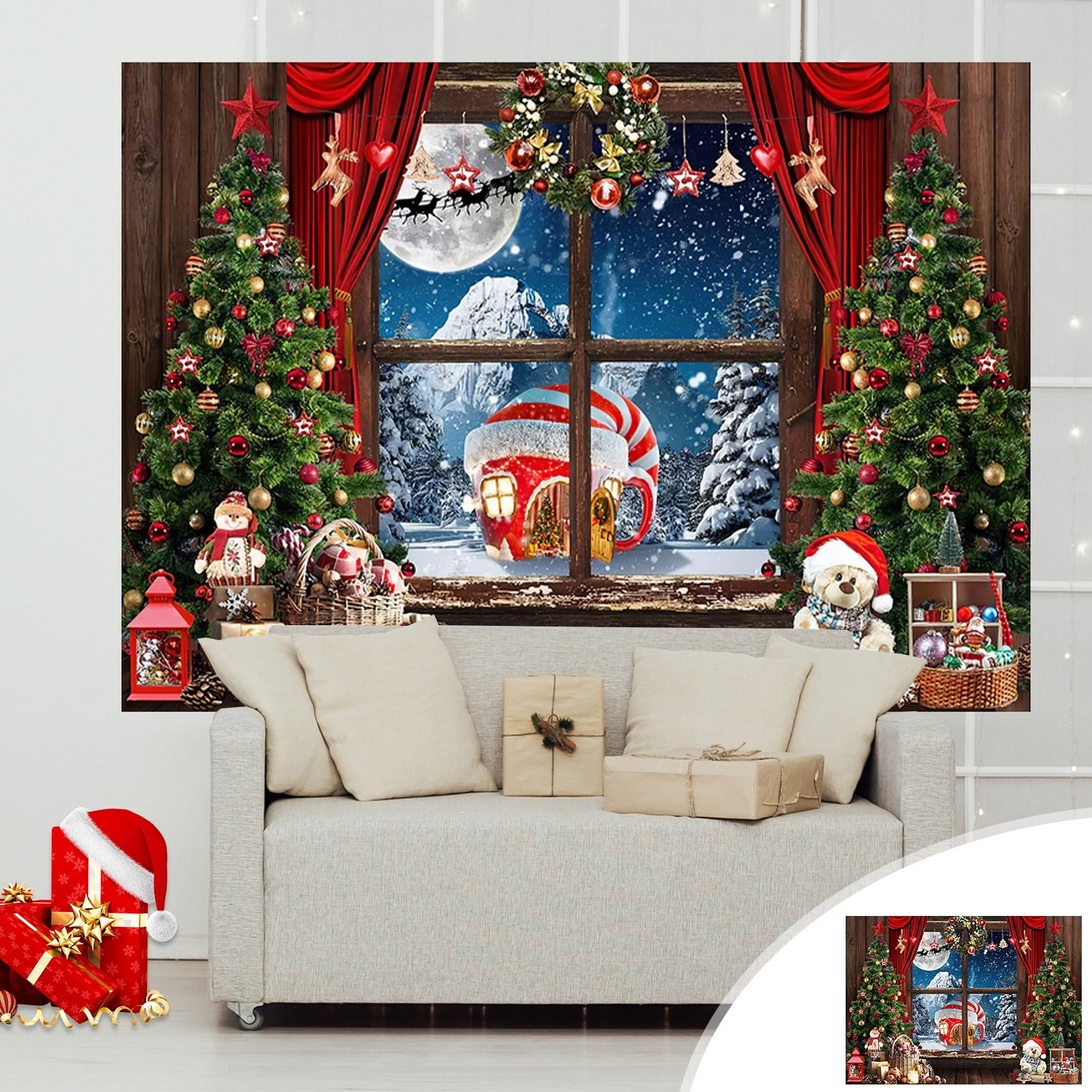 Wadada 3.1x2.4ft Christmas Backdrop Christmas Rustic Wood Photography ...