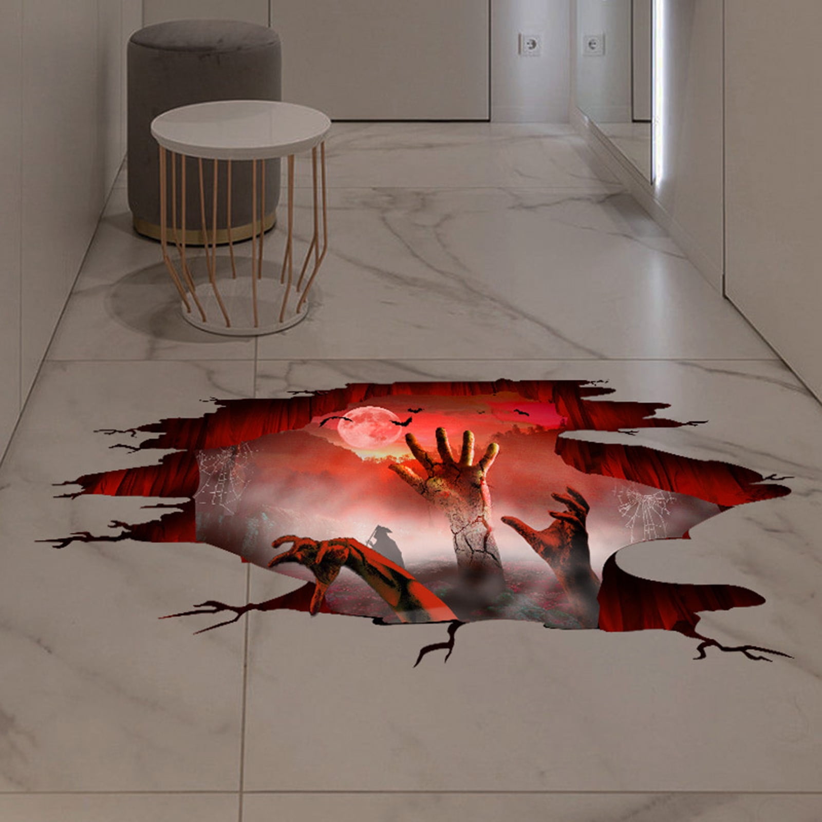 Wadada 3D Halloween Floor Decals Ghost Hands Scratching Wall Floor ...