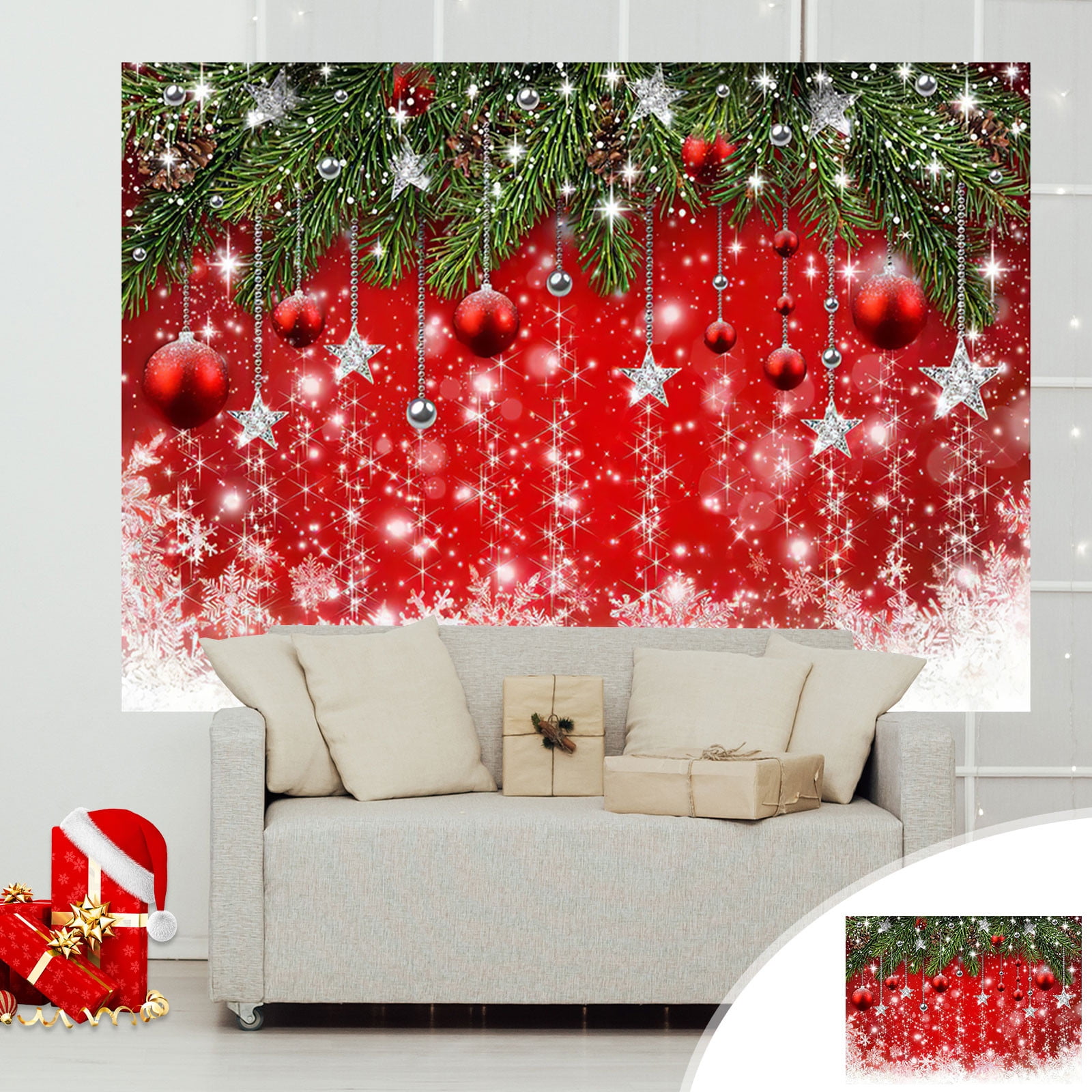 Wadada 4.9x4.2ft Christmas Backdrop Christmas Rustic Wood Photography ...