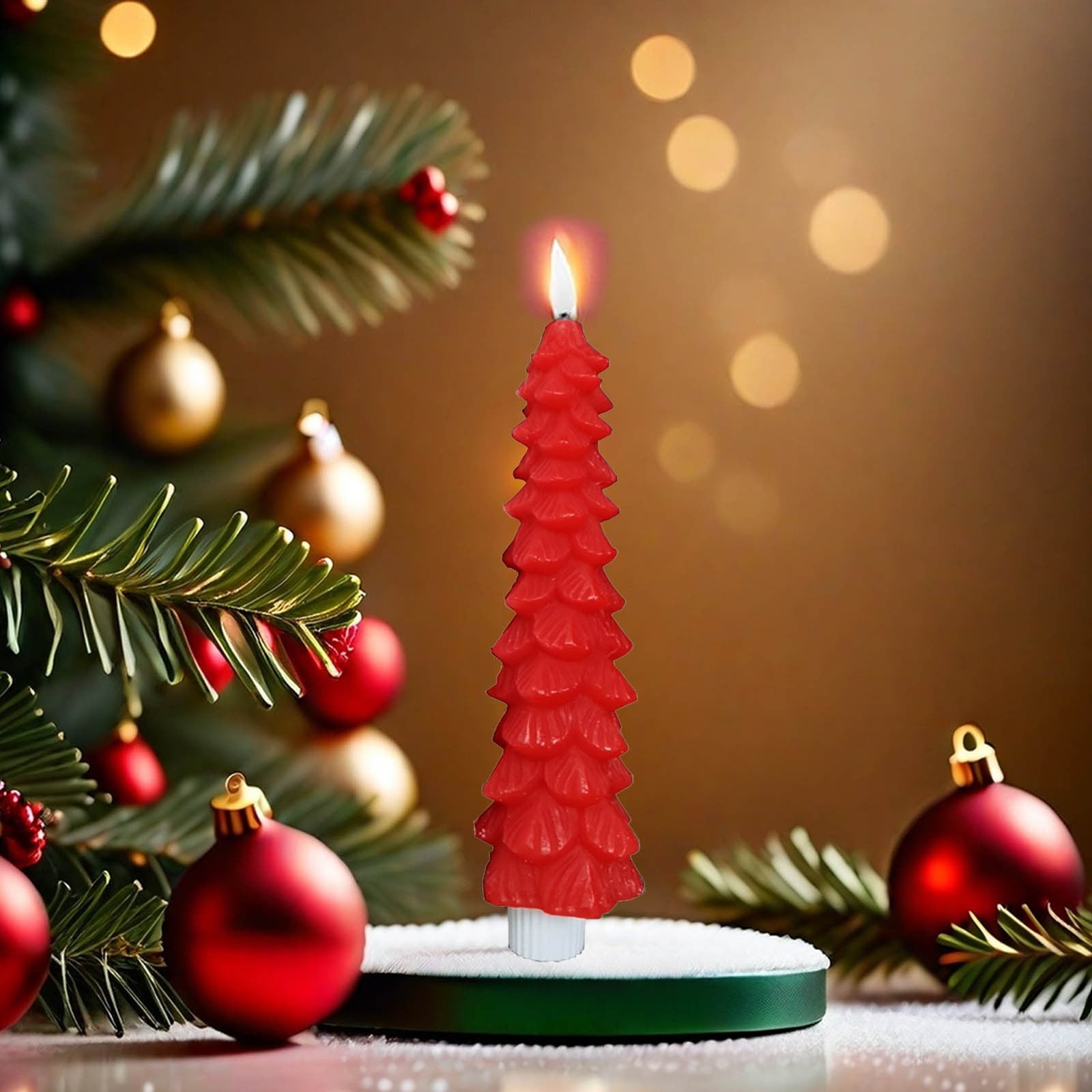 Wadada 4 Pcs Christmas Tree Candles with Remote, Waxy Flameless Taper ...