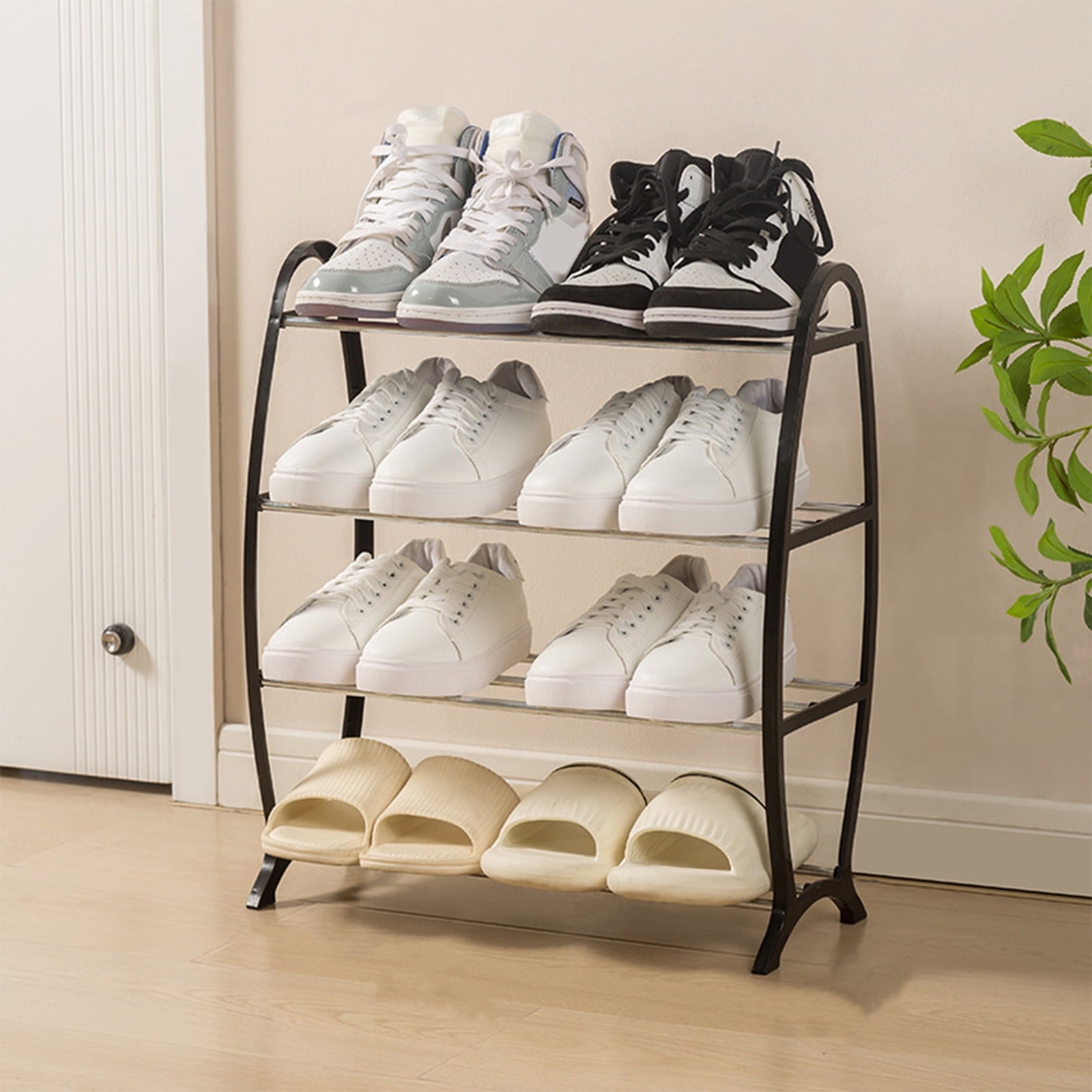 Wadada 4 Tiers Small Shoe Rack,Narrow Stackable Shoe Shelf Organizer ...