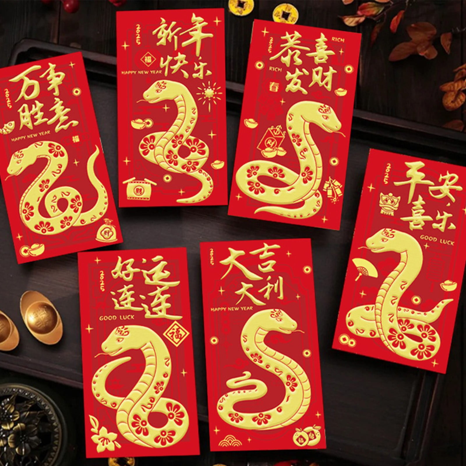 Wadada 6pcs Snake Red Envelopes 2025, Chinese New Year Red Envelopes ...
