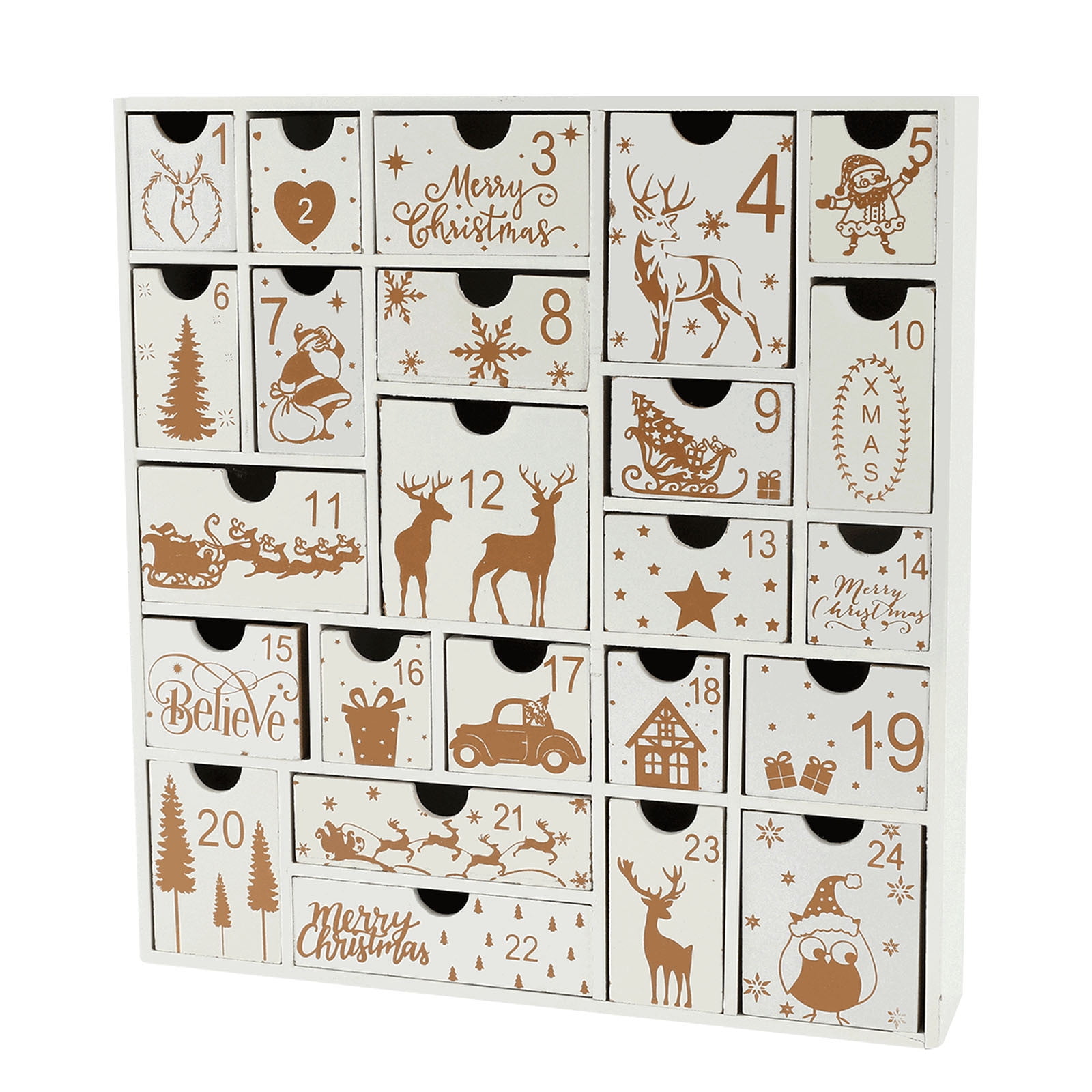 Wadada Advent Calendar, 11.8 Inch Christmas Wooden Advent Calendar with ...