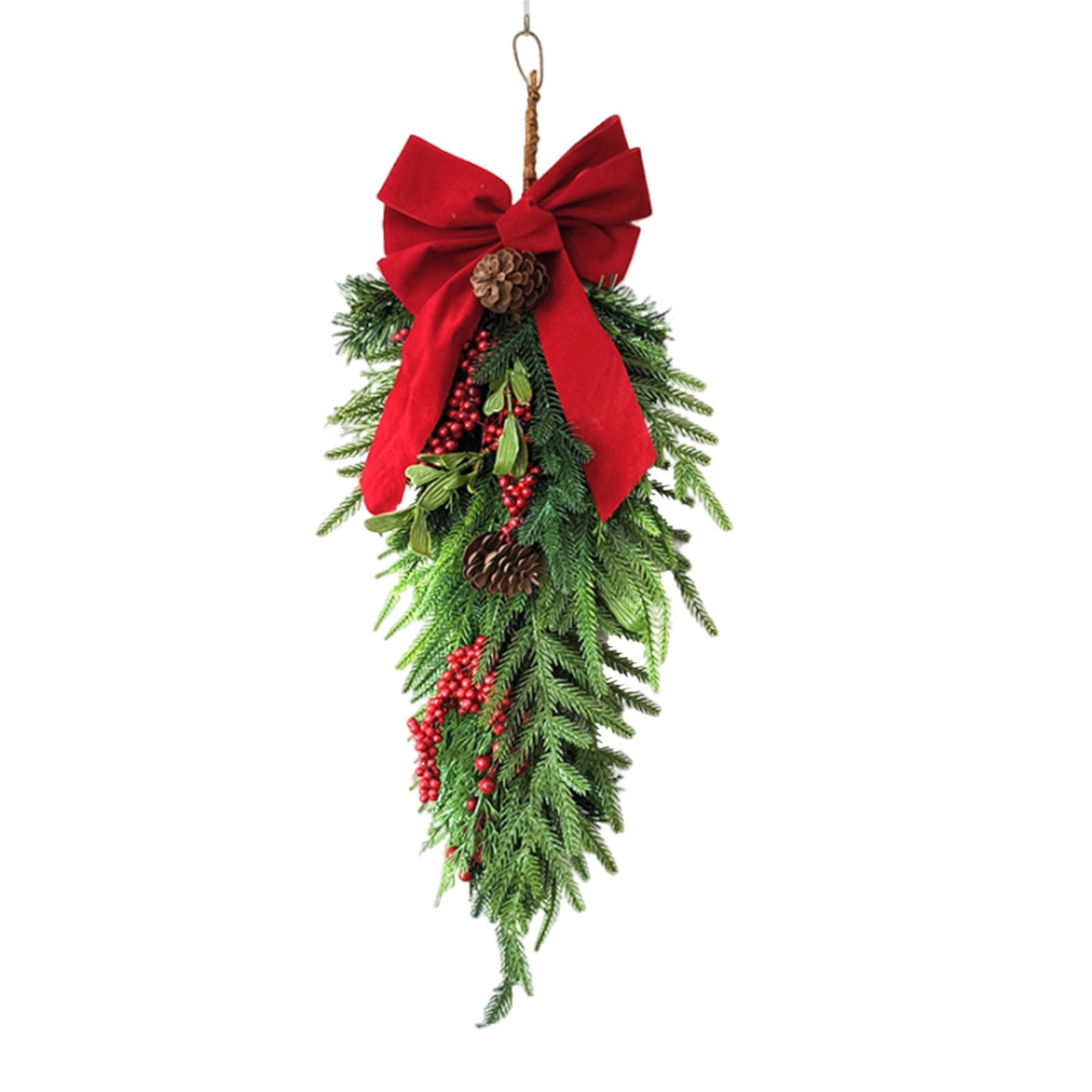 Wadada Artificial Christmas Swags, 25" Teardrop Christmas Decorative ...
