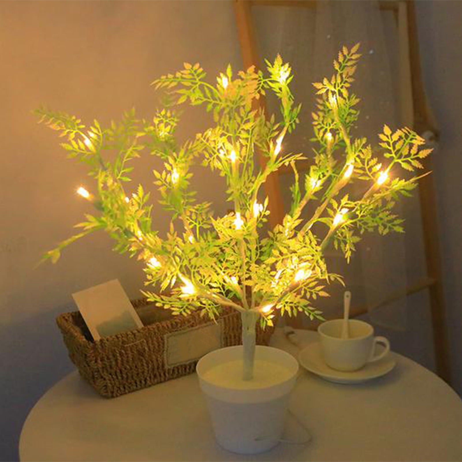 Wadada Artificial Tree Lamp, DIY Birch Tree with LED Lights, Lighted up ...