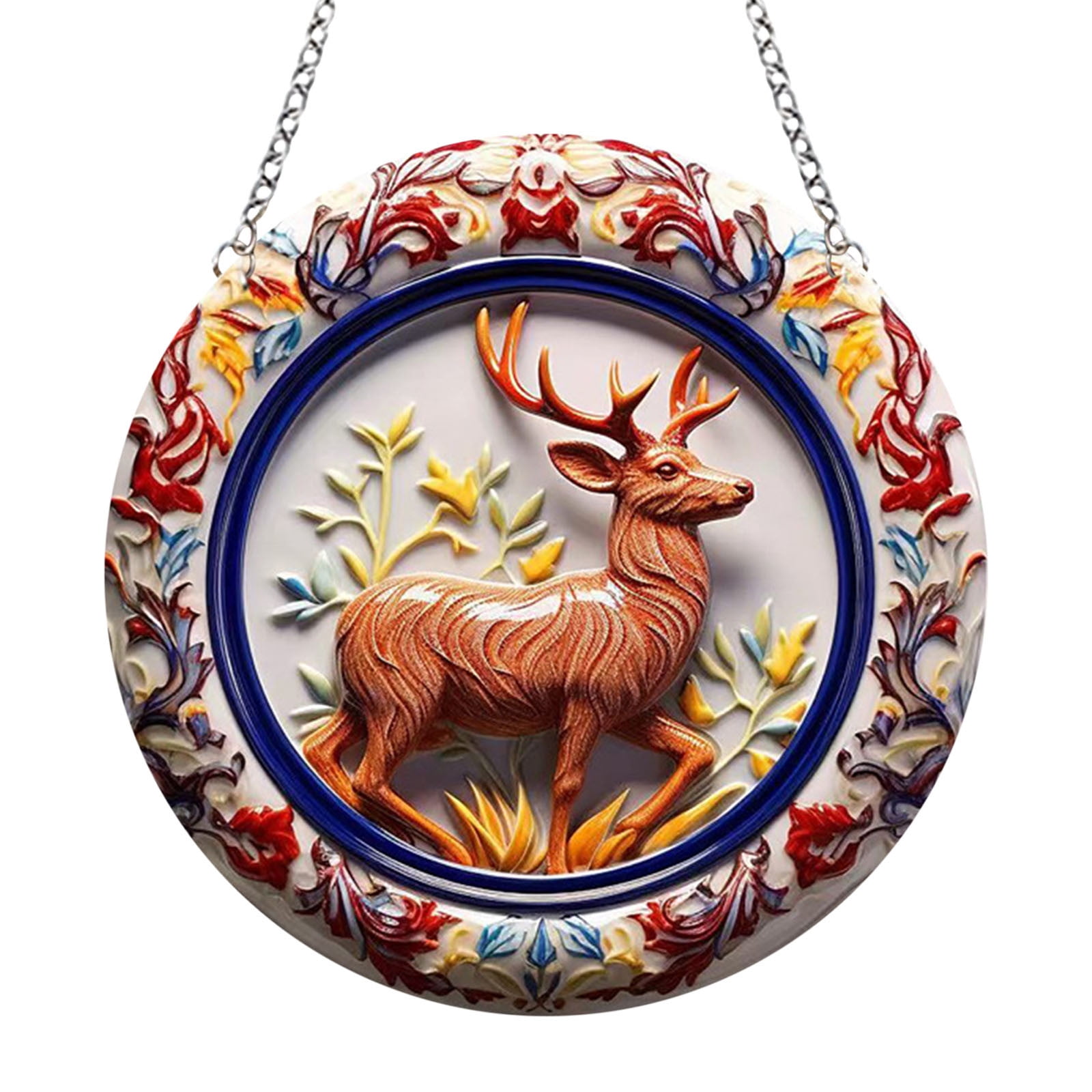 Wadada Christmas Reindeer Stained Acrylic Window Hanging, Ceramic ...