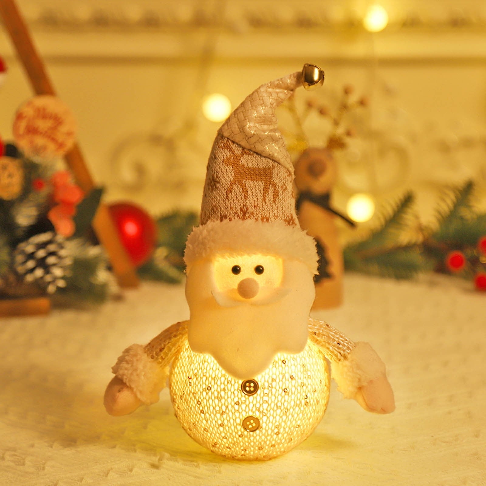 Wadada Christmas Table Decorations, 9 Inch Lighted Plush Snowmen ...